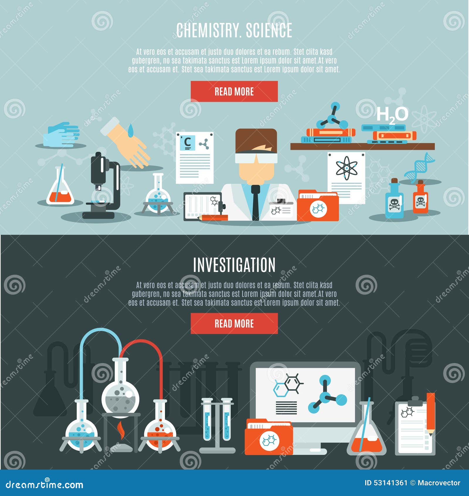 Chemistry Banner Set stock vector. Illustration of equipment - 53141361