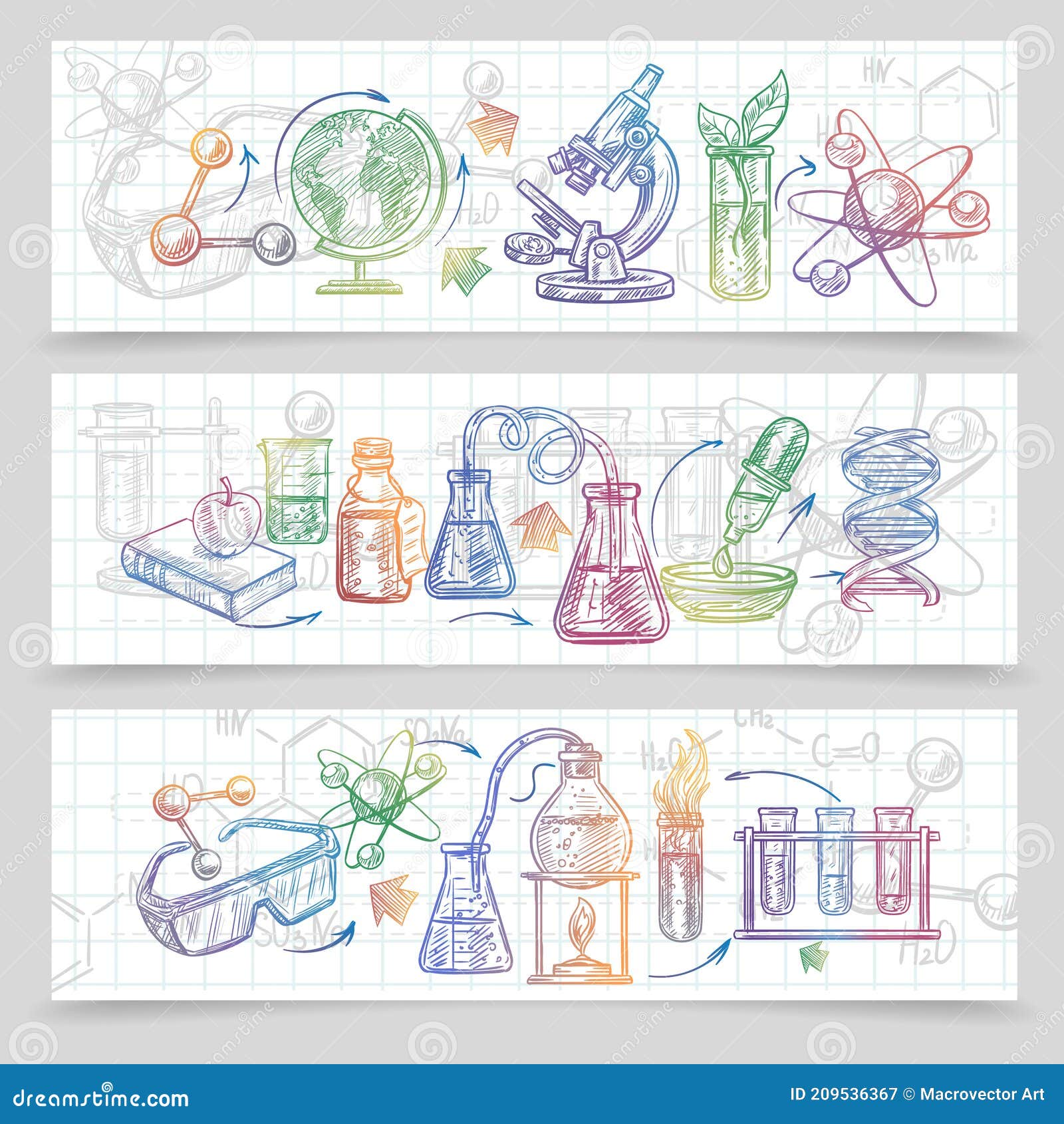 Chemistry Banners Set stock vector. Illustration of chemistry - 209536367