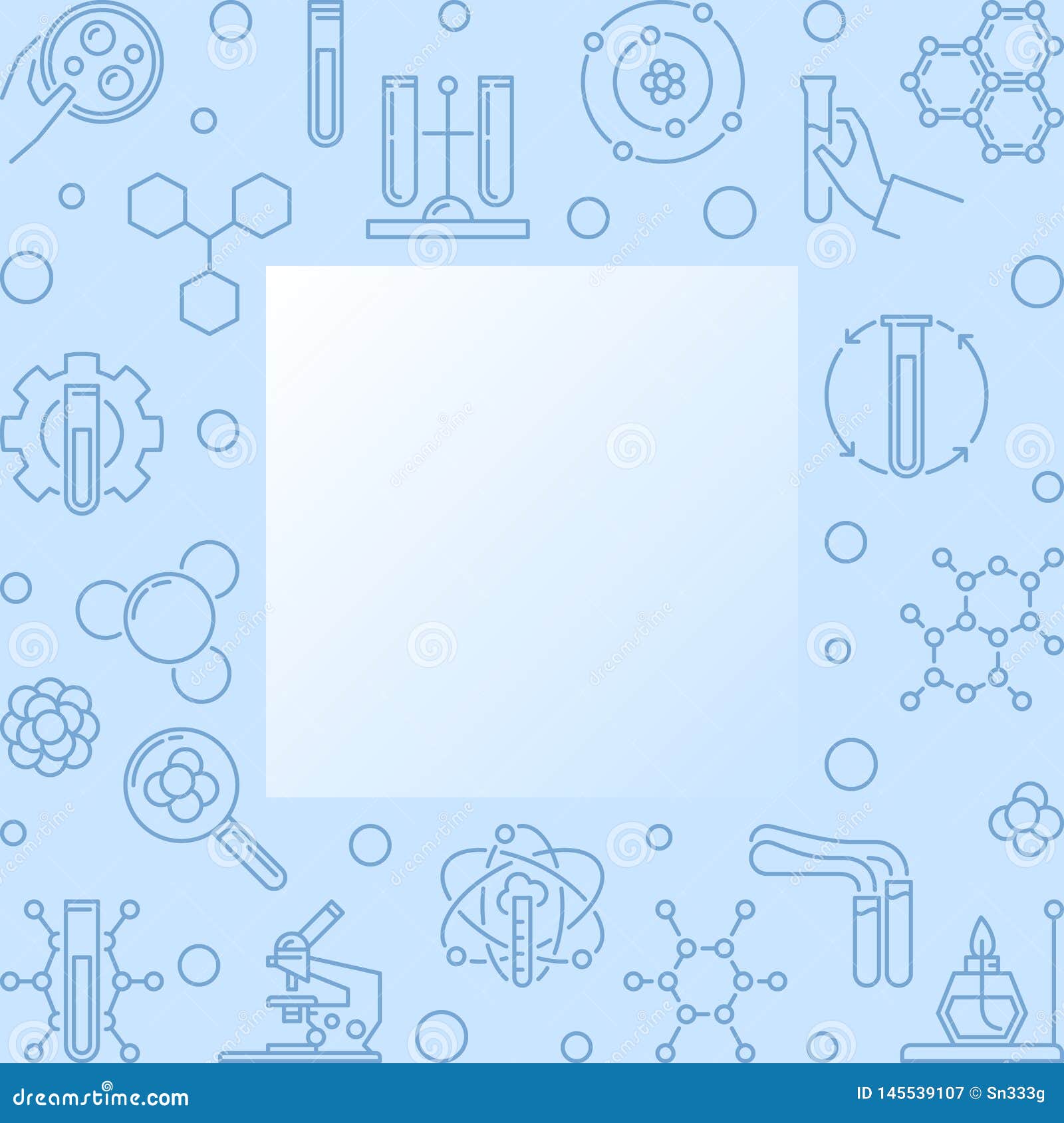 Chemistry Blue Vector Square Frame in Thin Line Style Stock Vector ...