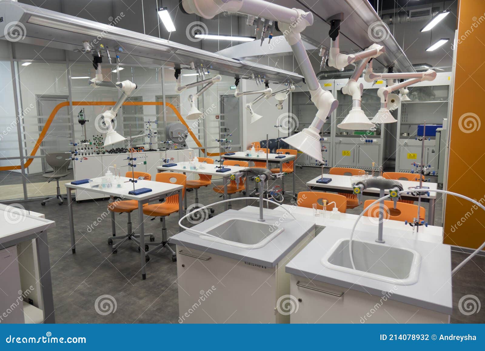 Chemistry Class at School. an Empty, Clean Laboratory in a University ...