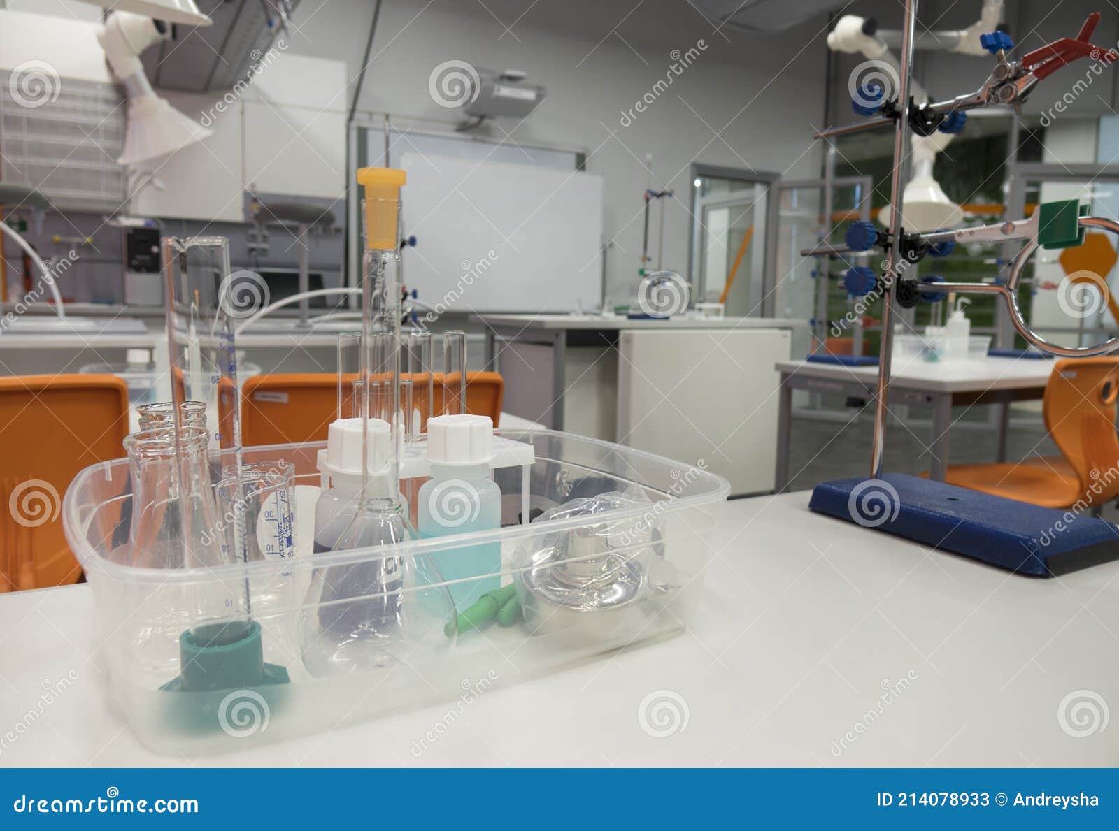Chemistry Class at School. an Empty, Clean Laboratory in a University ...