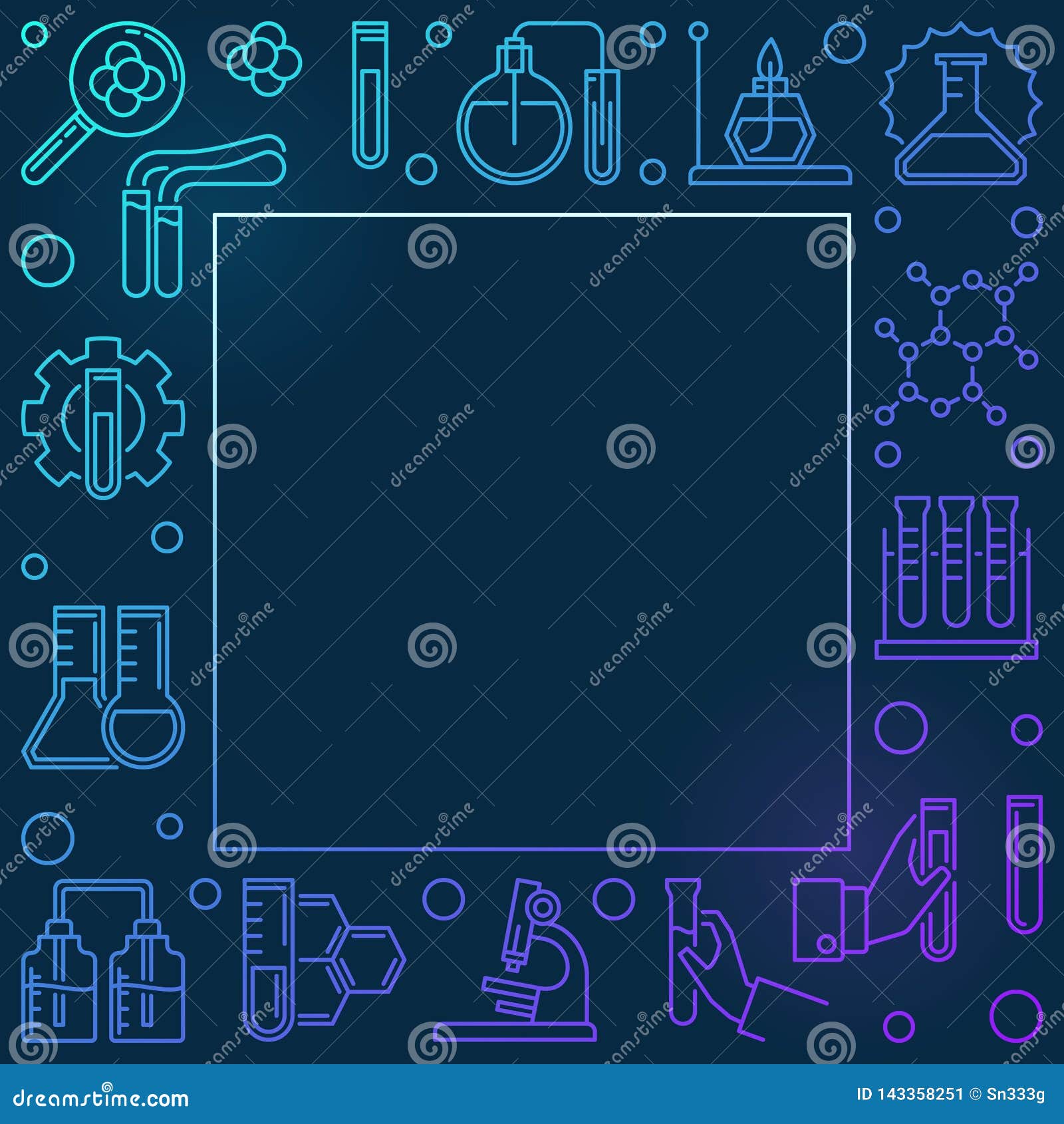 Chemistry Colorful Concept Square Vector Outline Frame Stock Vector ...