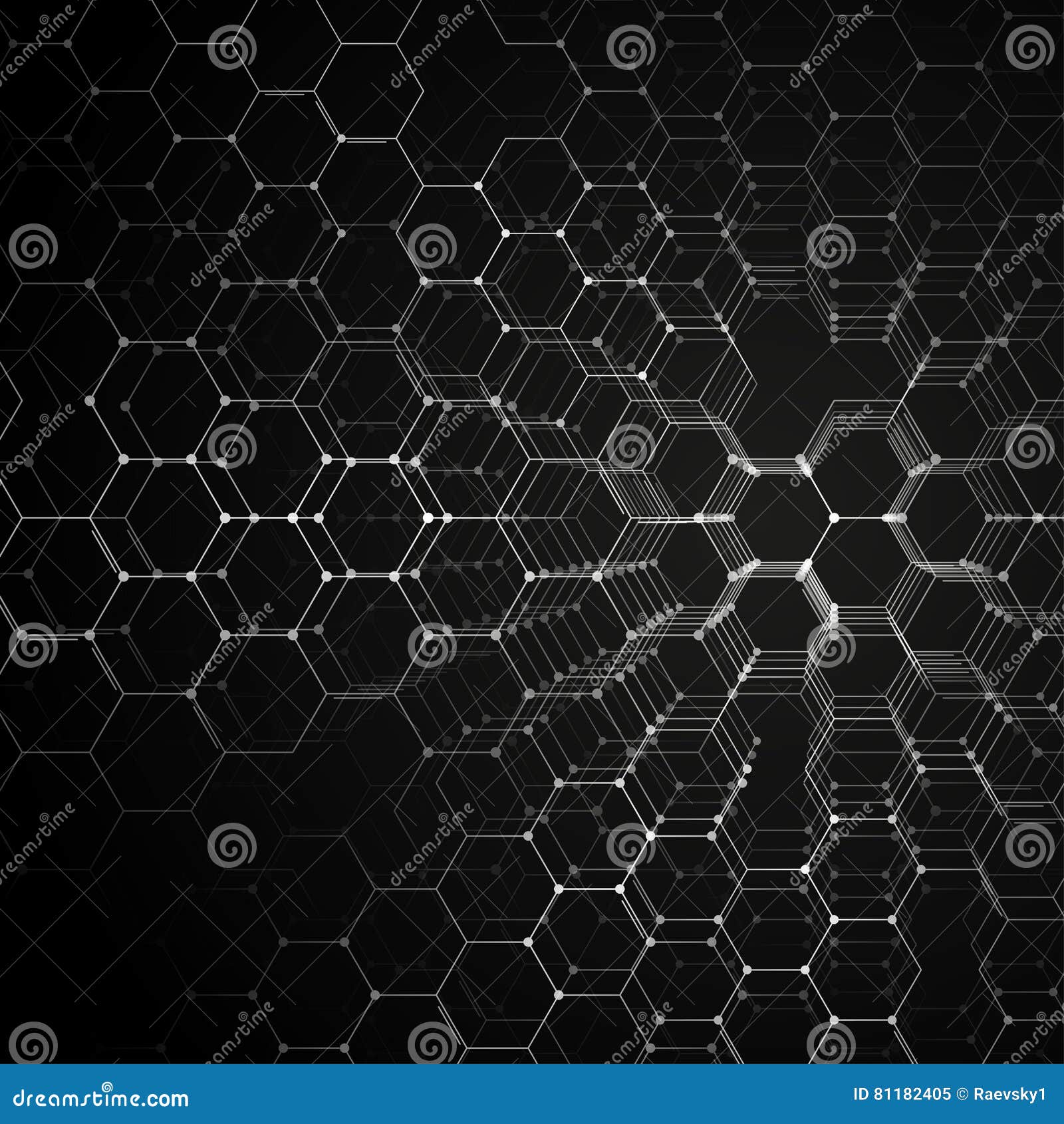 Chemistry 3D Pattern, Hexagonal Molecule Structure on Black, Scientific ...