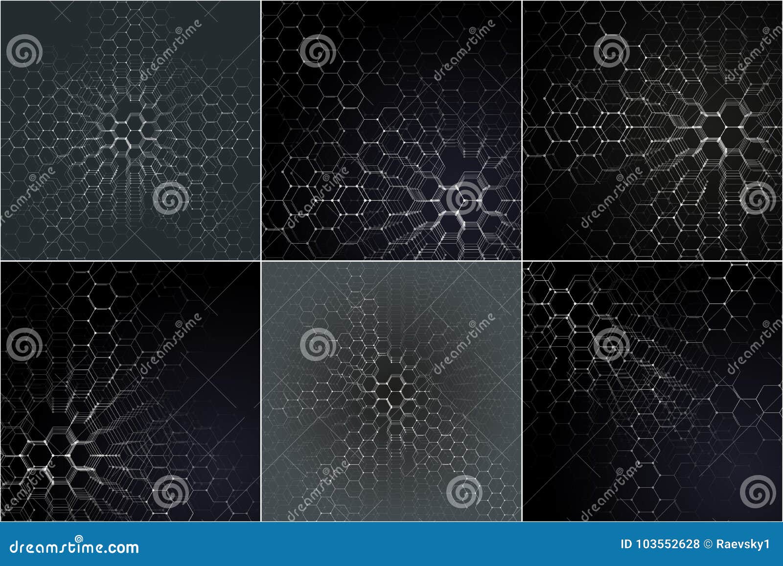 Chemistry 3D Patterns, Hexagonal Molecule Structure on Black ...