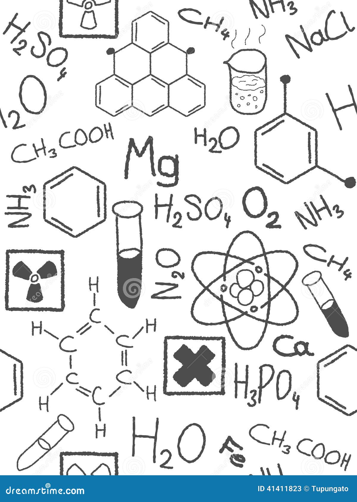 Chemistry Doodle Seamless Pattern Vector Illustration | CartoonDealer ...