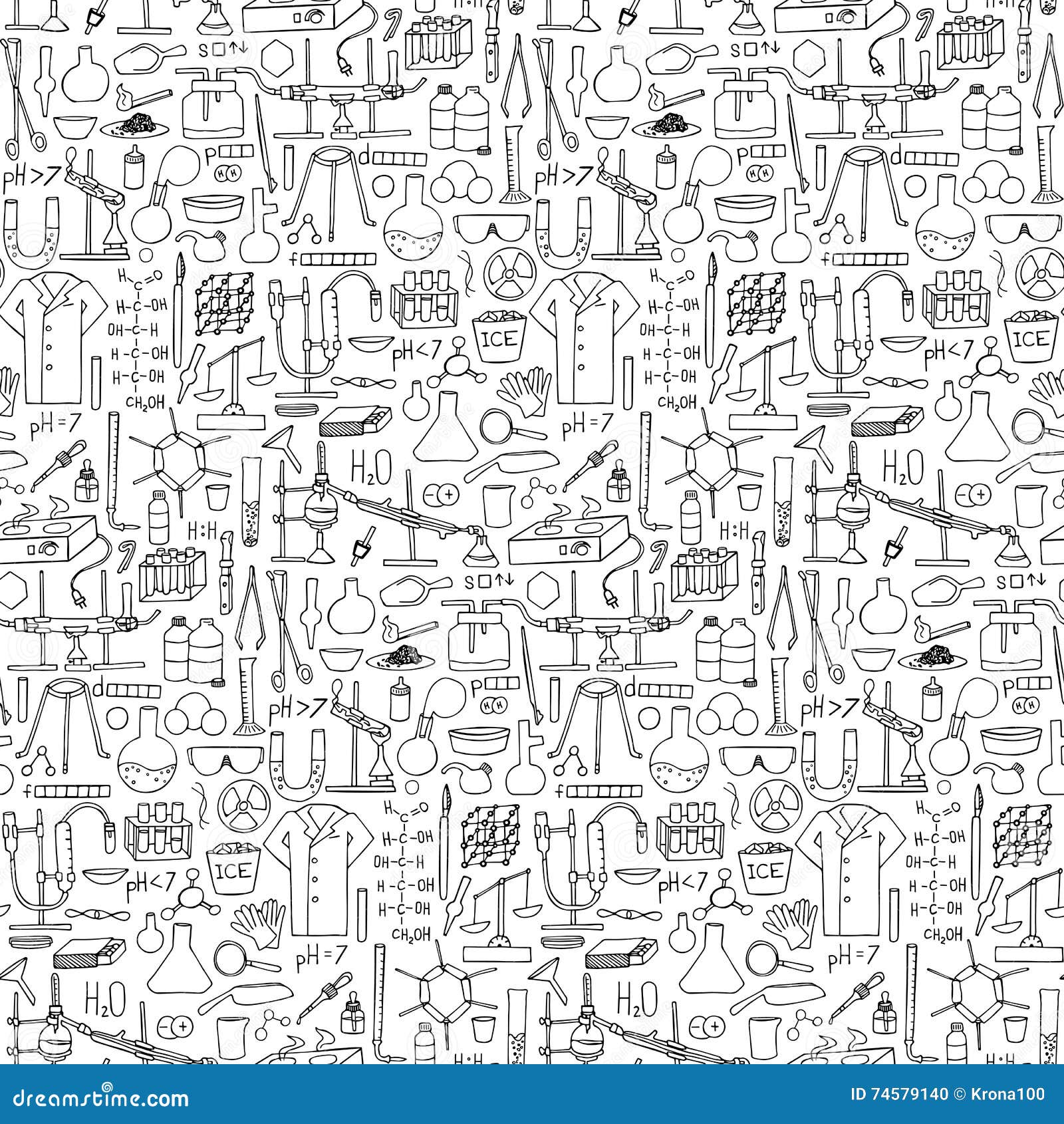 Chemistry Doodle Seamless Pattern Stock Vector - Illustration of ...