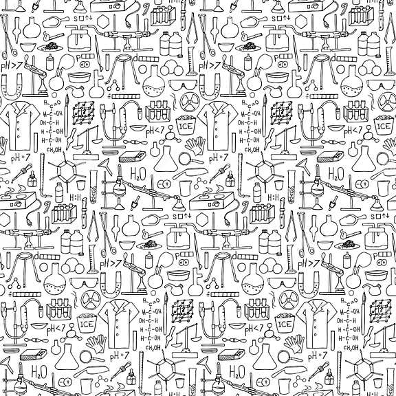 Chemistry Doodle Seamless Pattern Stock Vector - Illustration of ...