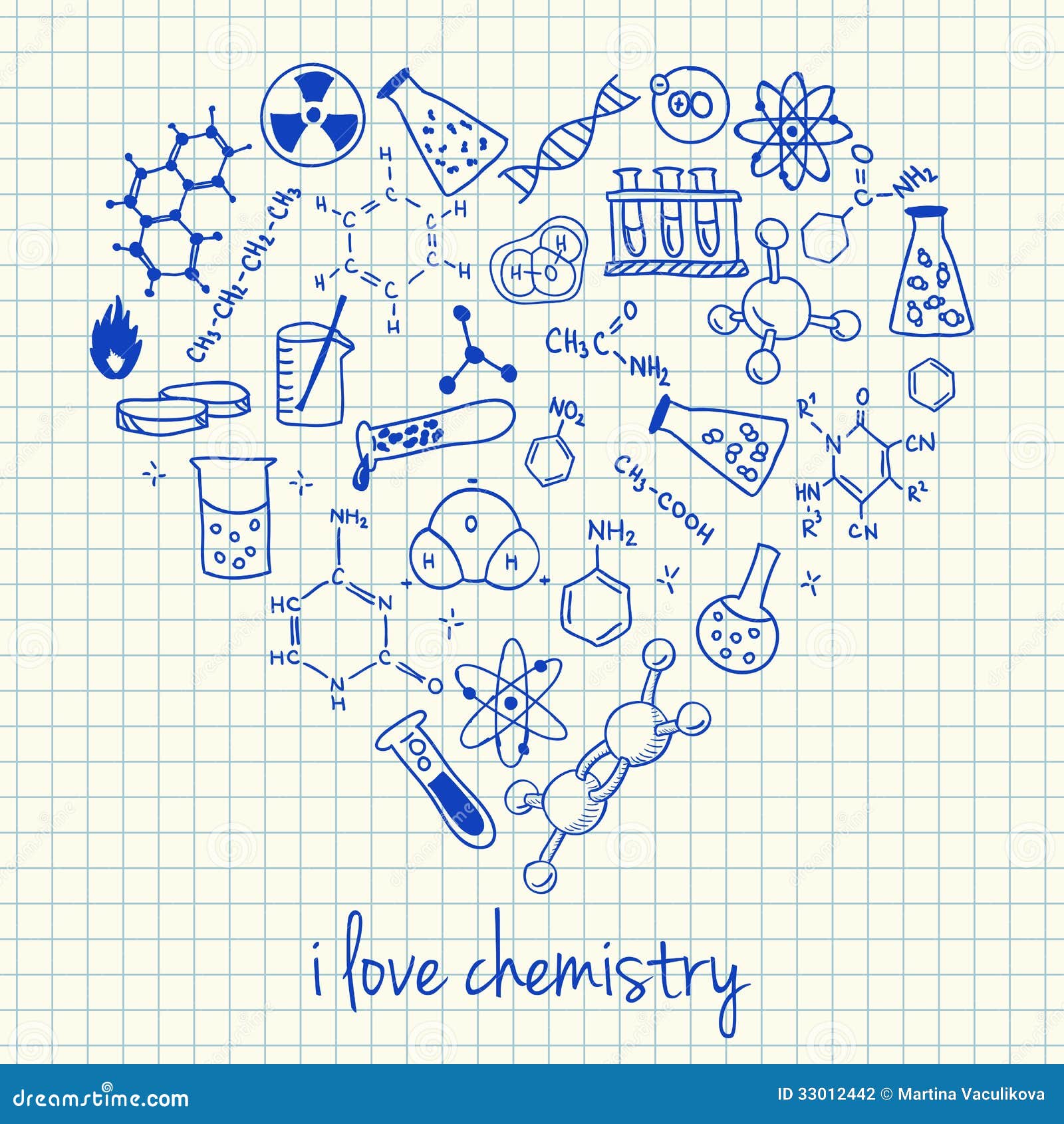 Chemistry Drawings in Heart Shape Stock Illustration - Illustration of ...