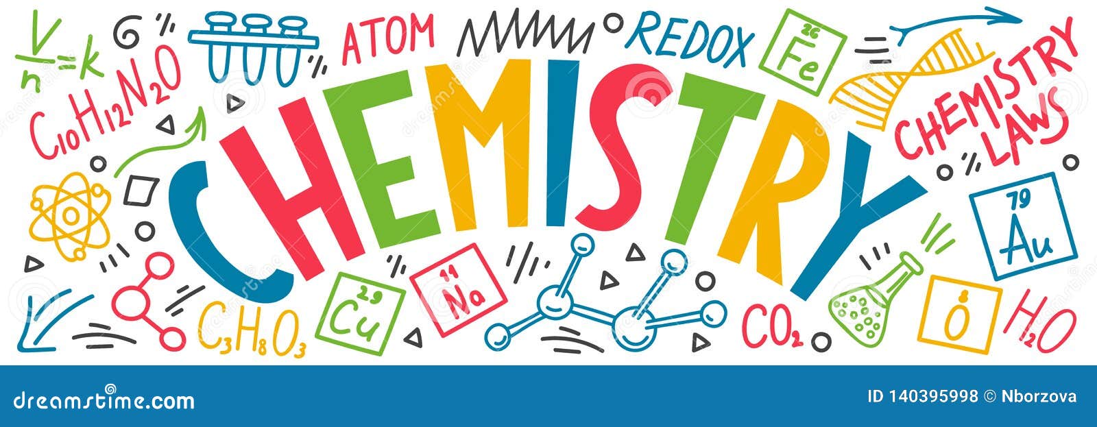Chemistry. stock vector. Illustration of subjects, handwriting - 140395998