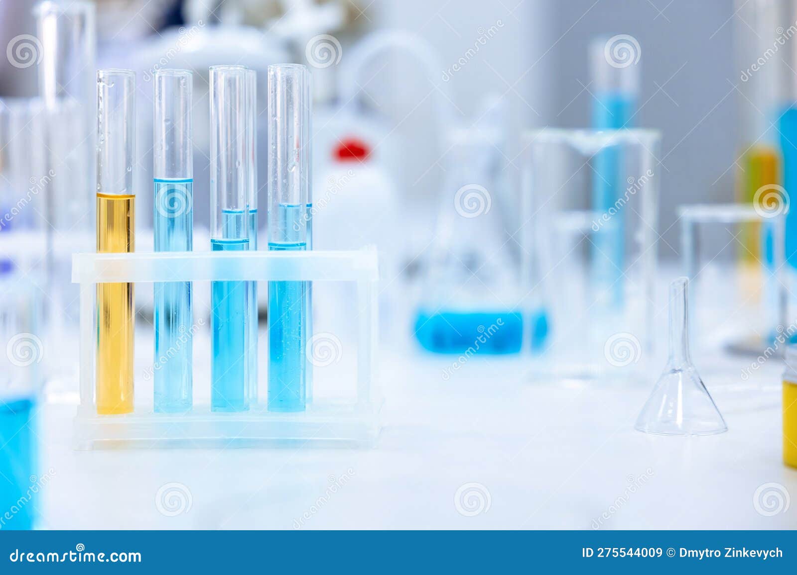 Chemistry Experiment, Science Laboratory, Flasks and Test Tubes Contain ...