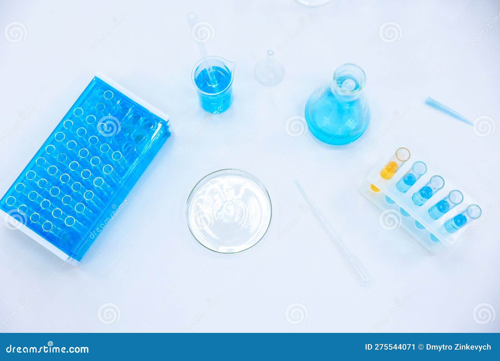Chemistry Experiment, Science Laboratory, Flasks and Test Tubes Contain ...