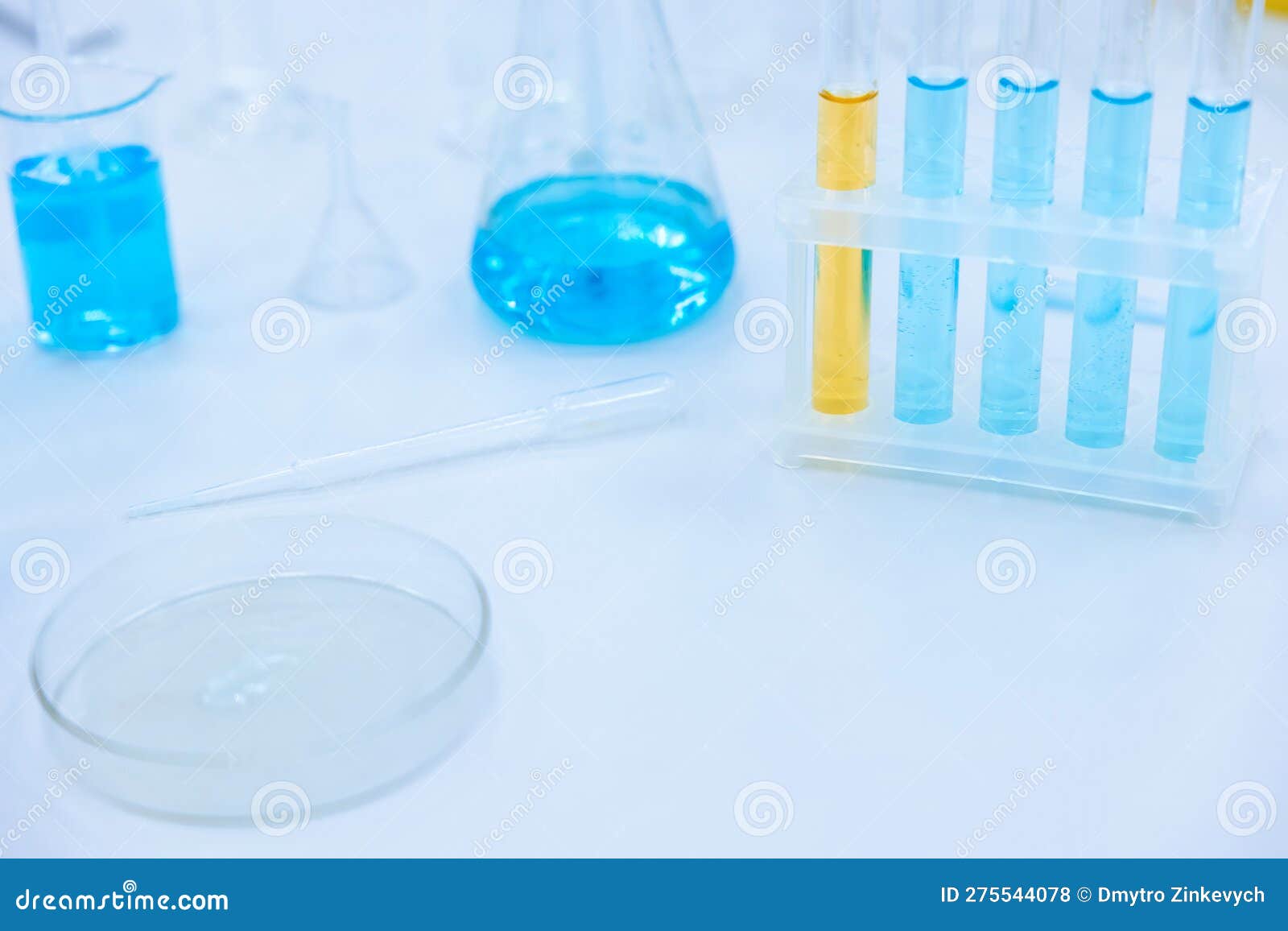 Chemistry Experiment, Science Laboratory, Flasks and Test Tubes Contain ...