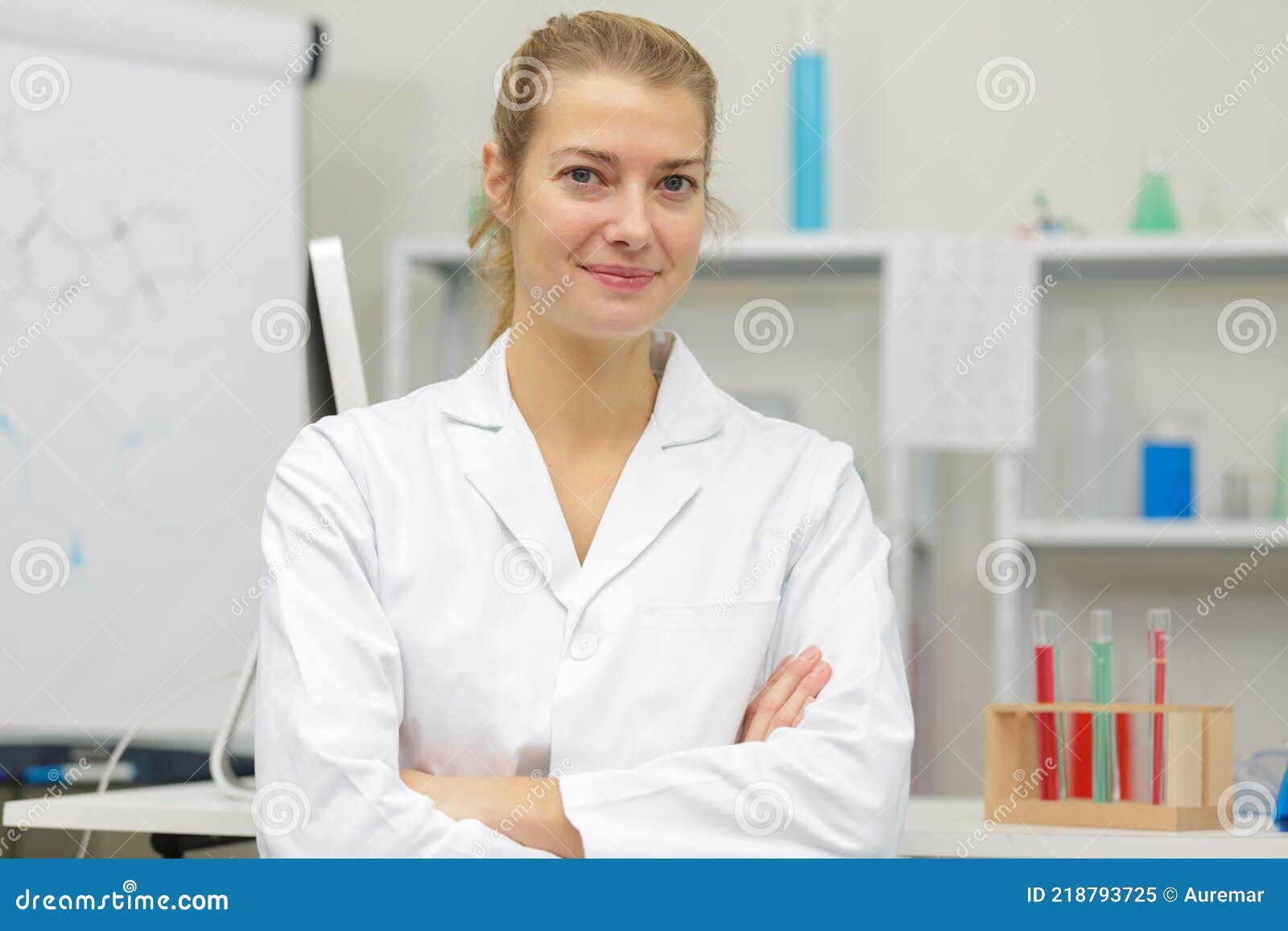 Chemistry Female Teacher Looks at Camera Stock Image - Image of learn ...