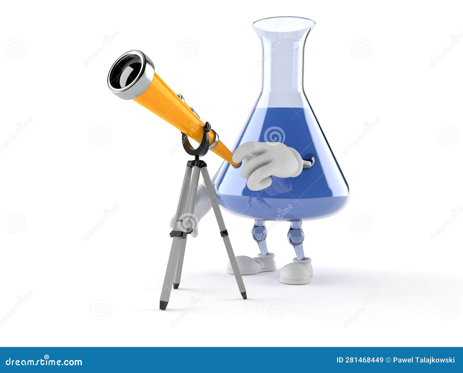 Chemistry Flask Character Looking through a Telescope Stock ... Chemistry Flask Character Looking through a Telescope Stock ...