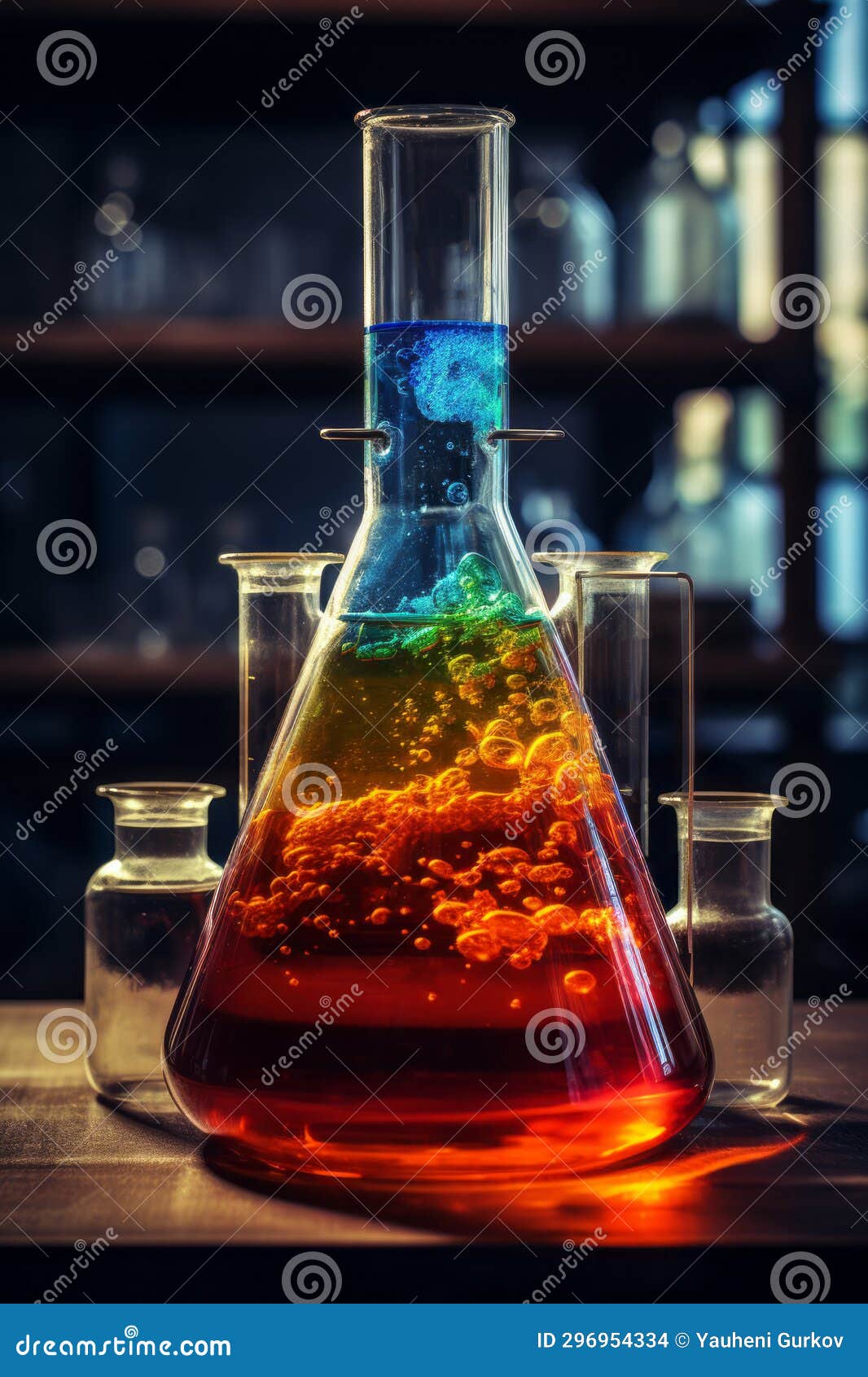 Chemistry Flask in a Laboratory Setting, Containing a Vigorously ...