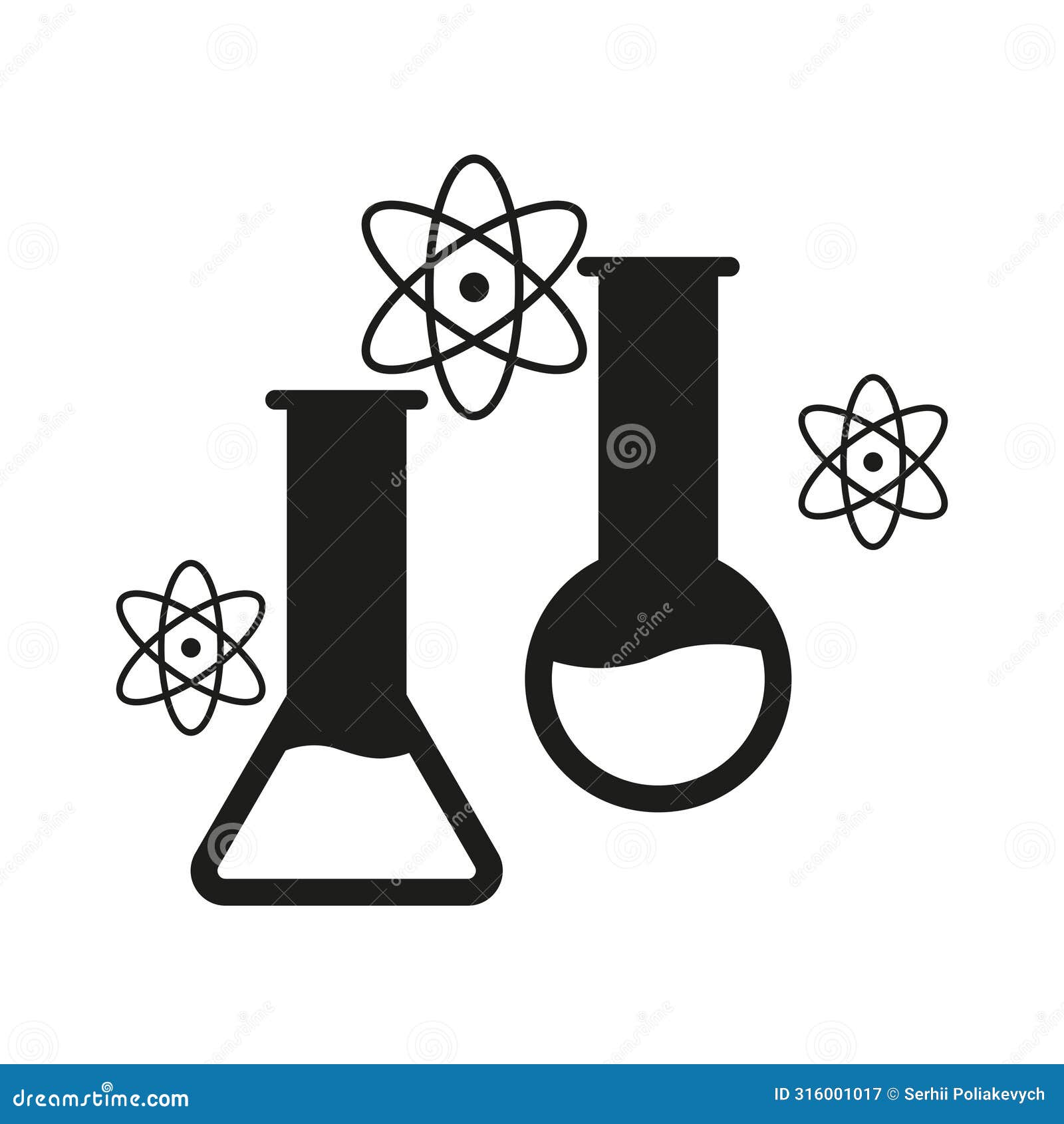 Chemistry Flasks and Atomic Structure Symbols. Science and Research ...