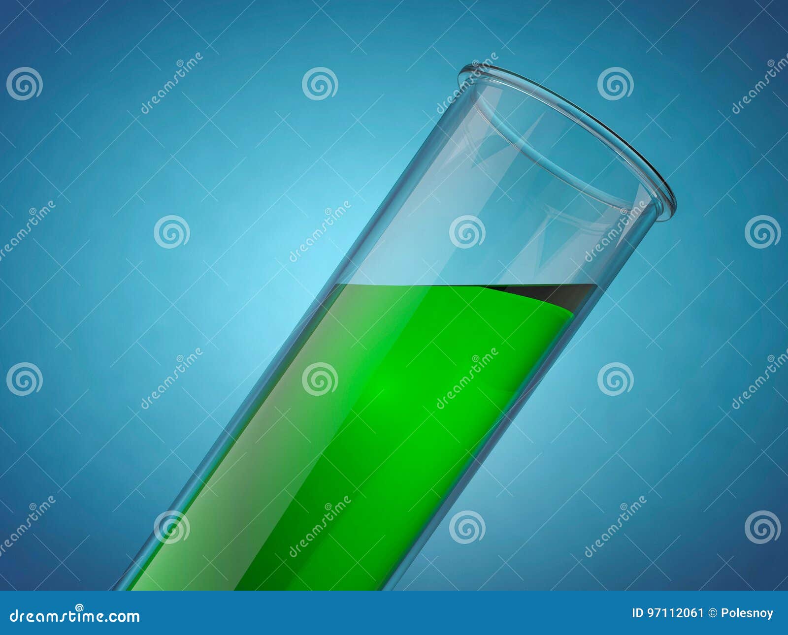 Chemistry Flasks with Liquid on Color Background. 3D Stock Illustration ...
