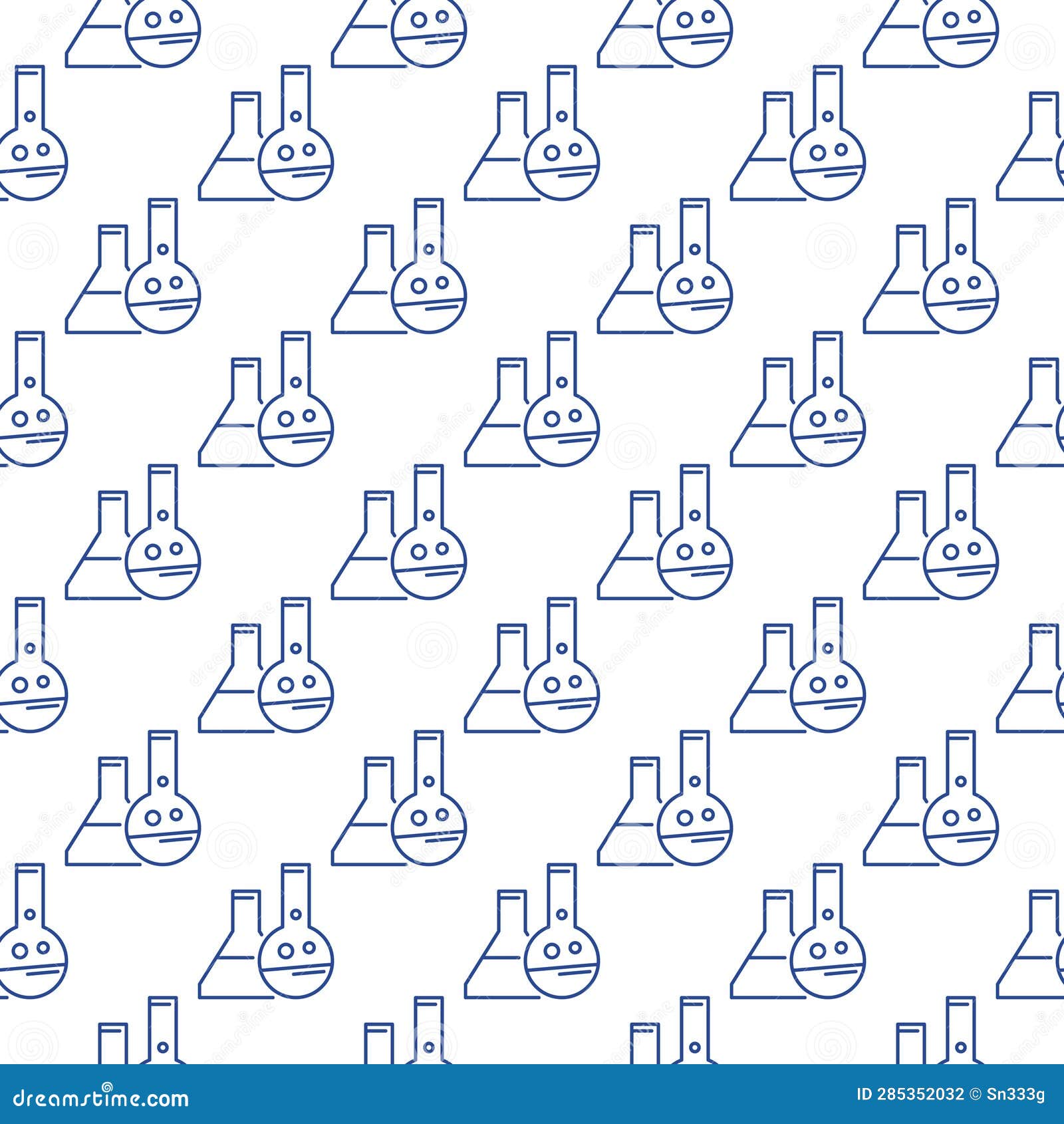 Chemistry Flasks Vector Concept Line Seamless Pattern Stock Vector ...