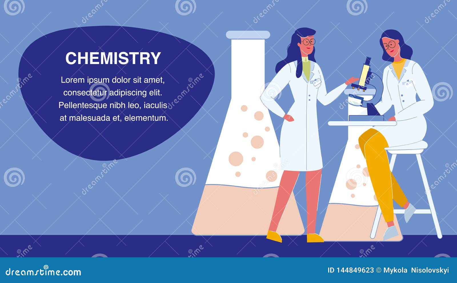 Chemistry Flat Web Banner Template with Text Space Stock Vector ...