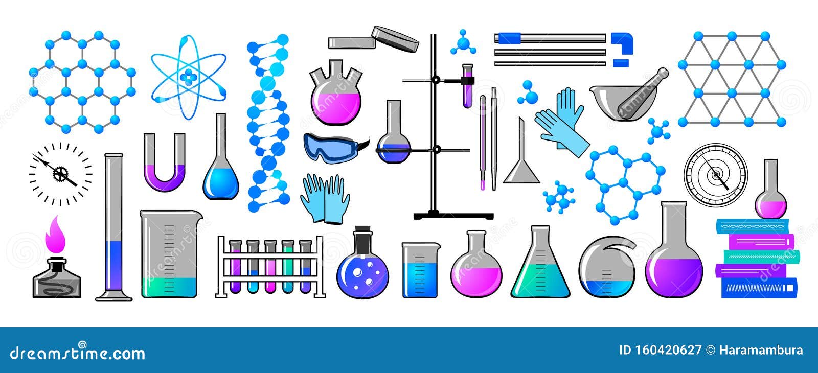 Chemistry. Formulas of Chemical Elements, Molecules, Instruments Stock ...