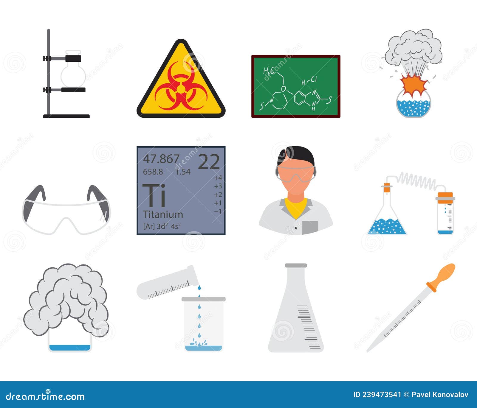 Chemistry Icon Set stock vector. Illustration of beaker - 239473541