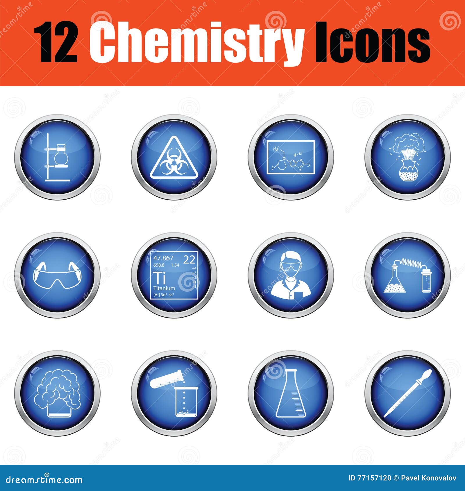 Chemistry icon set. stock vector. Illustration of discovery - 77157120