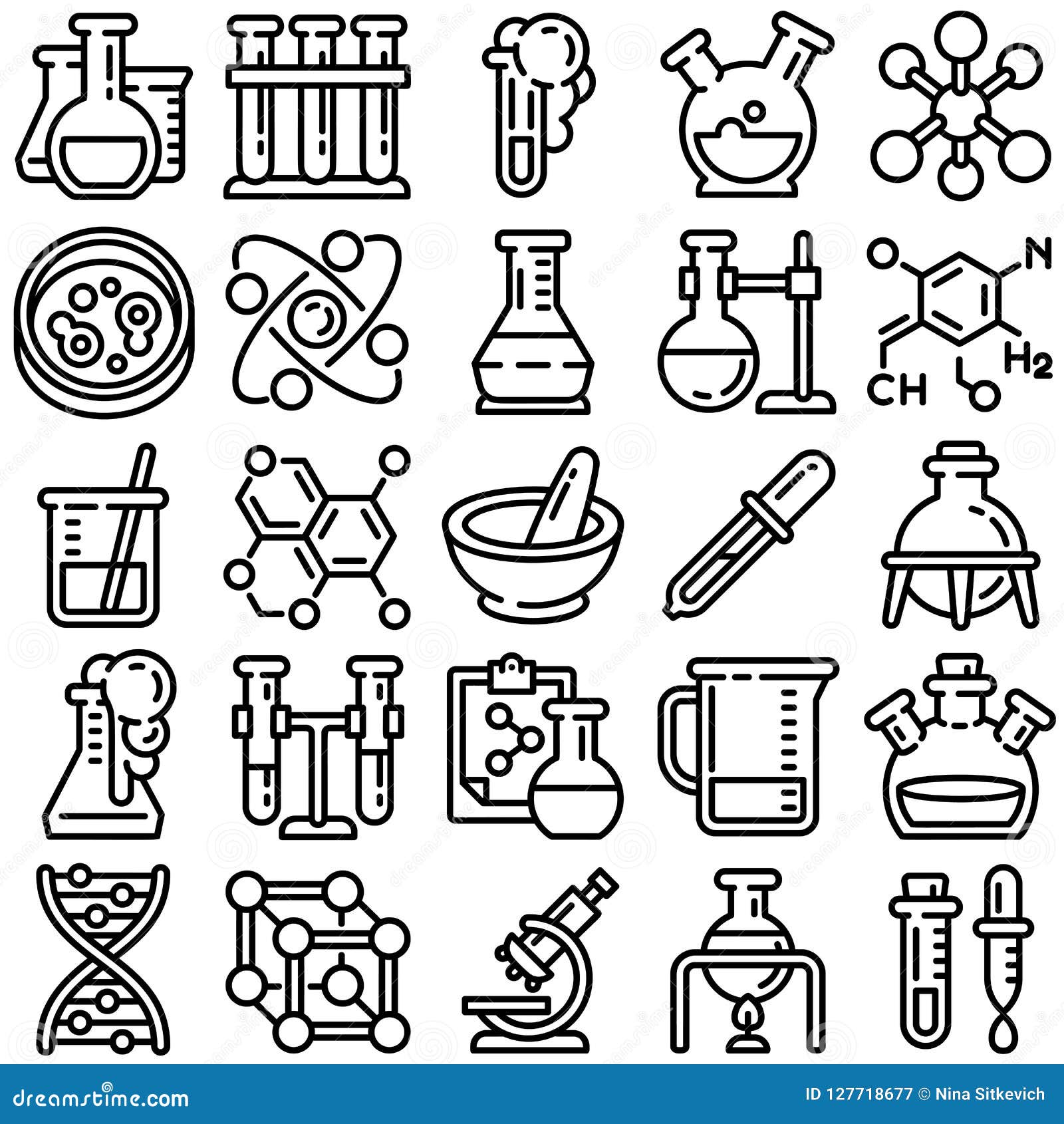 Chemistry Icon Set, Outline Style Stock Vector - Illustration of ... Chemistry Icon Set, Outline Style Stock Vector - Illustration of ...