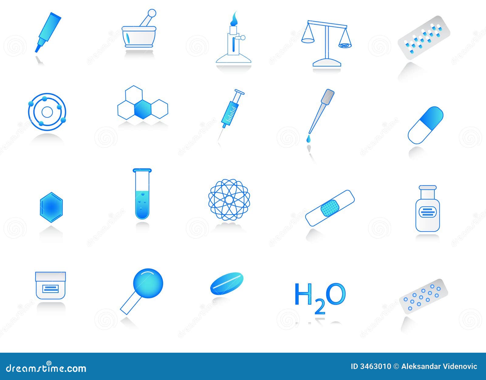 Chemistry icons stock vector. Illustration of health, blue - 3463010