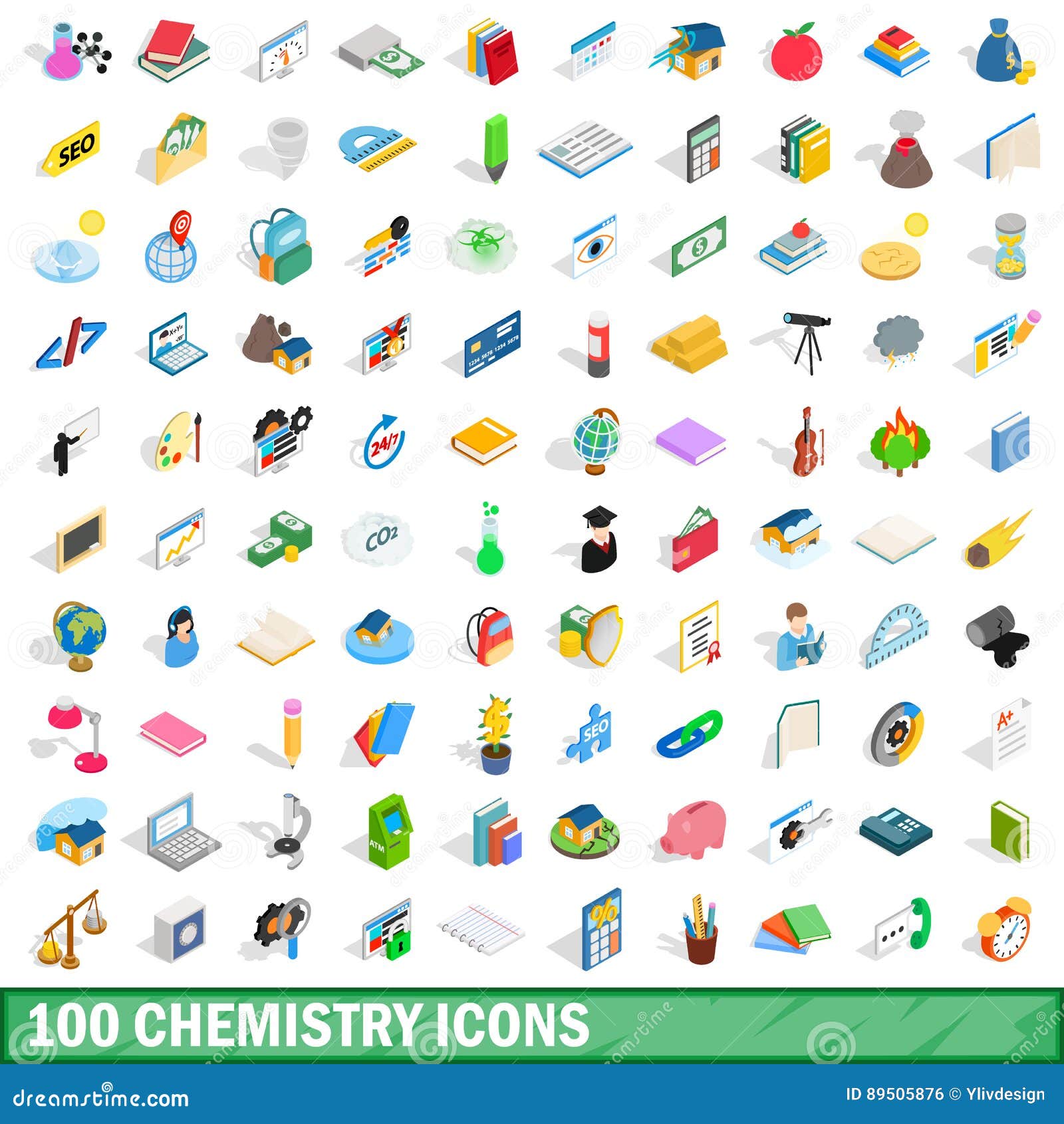 100 Chemistry Icons Set, Isometric 3d Style Stock Vector - Illustration ...