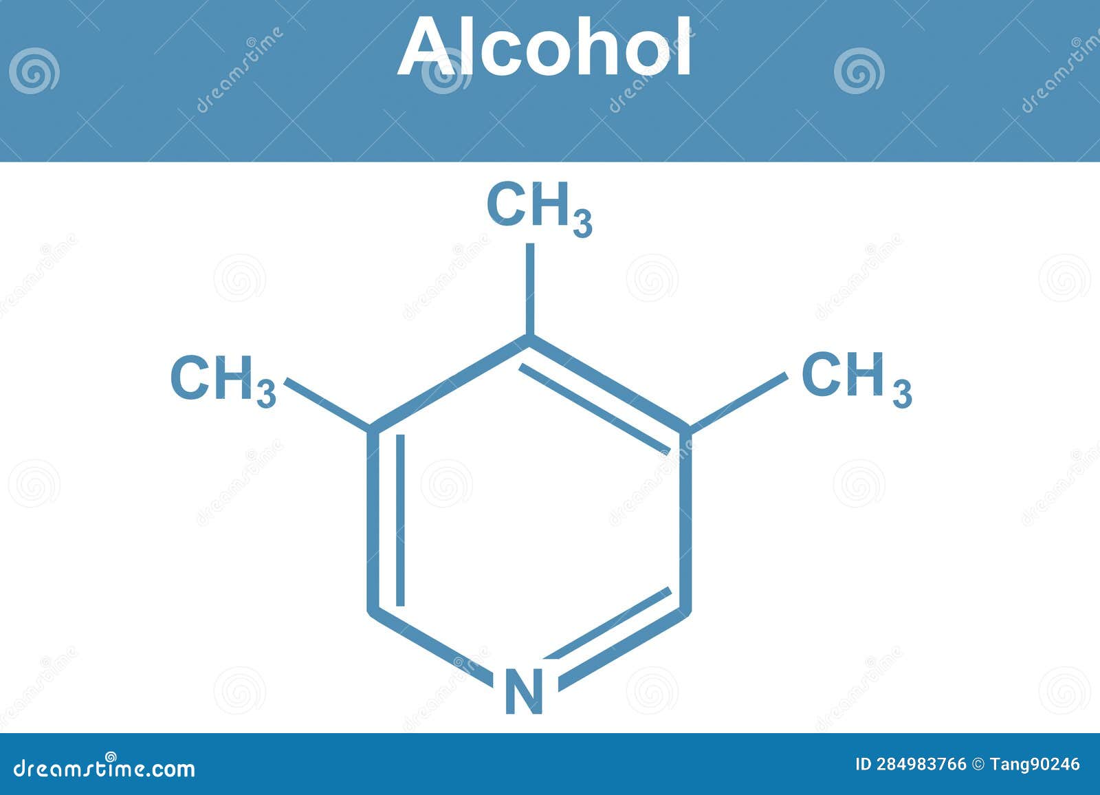 Chemistry Illustration of Alcohol in Blue Stock Illustration ...