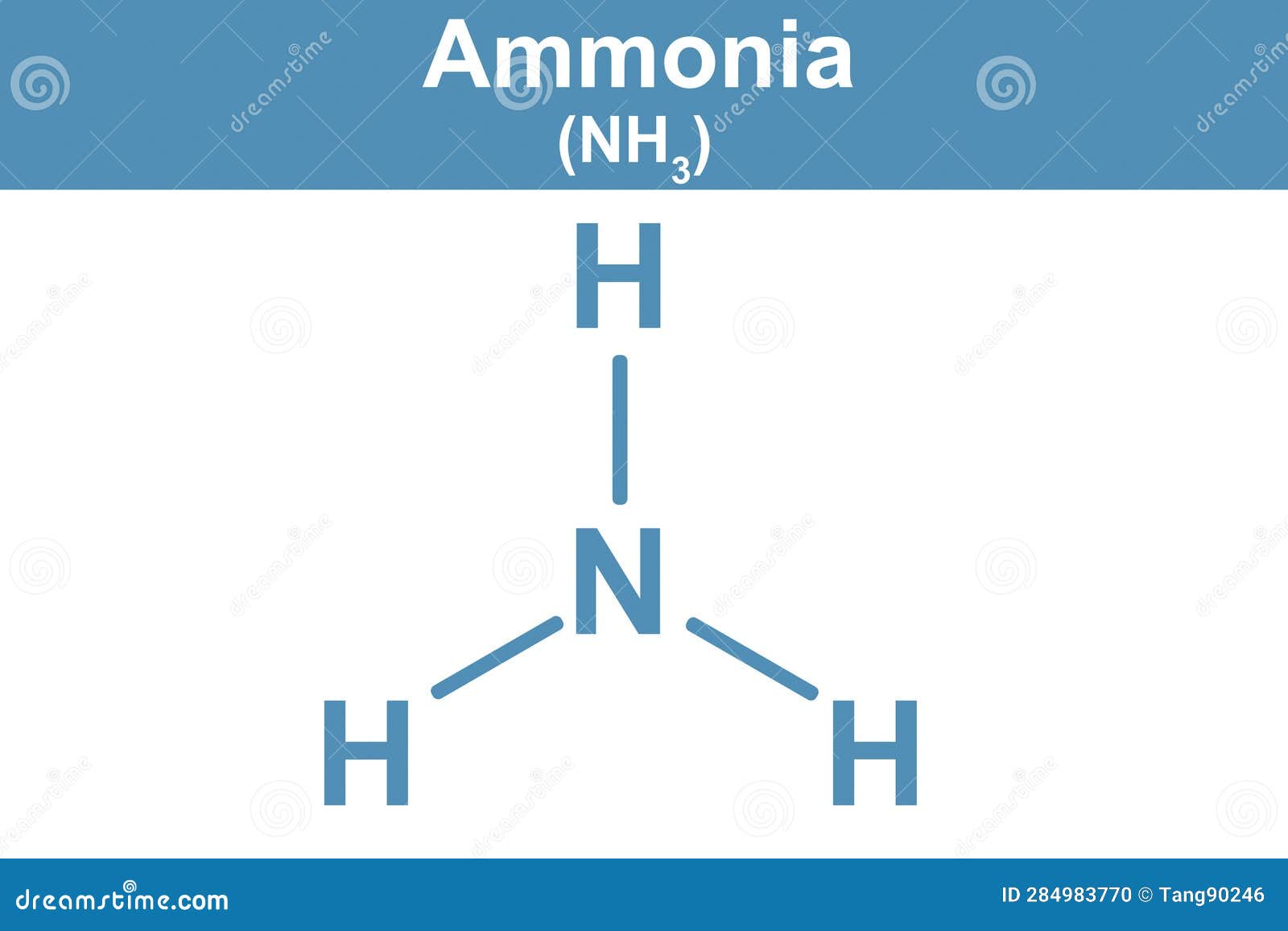 Chemistry Illustration of Ammonia in Blue Stock Illustration ...