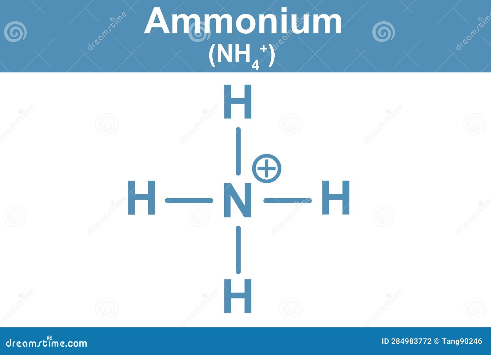 Chemistry Illustration of Ammonium in Blue Stock Illustration ...
