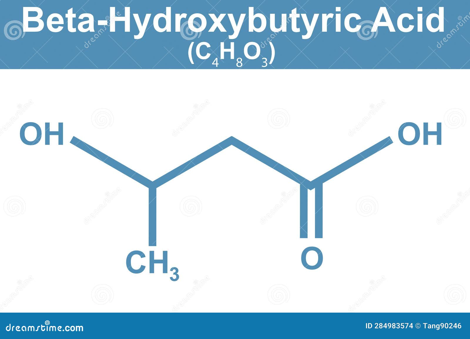 Chemistry Illustration of Beta-Hydroxybutyric Acid in Blue Stock ...