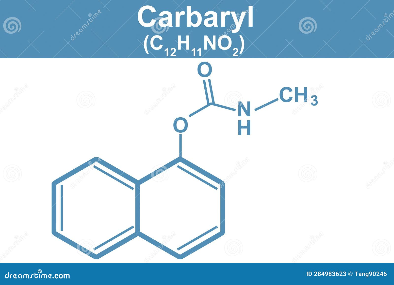 Chemistry Illustration of Carbaryl in Blue Stock Illustration ...
