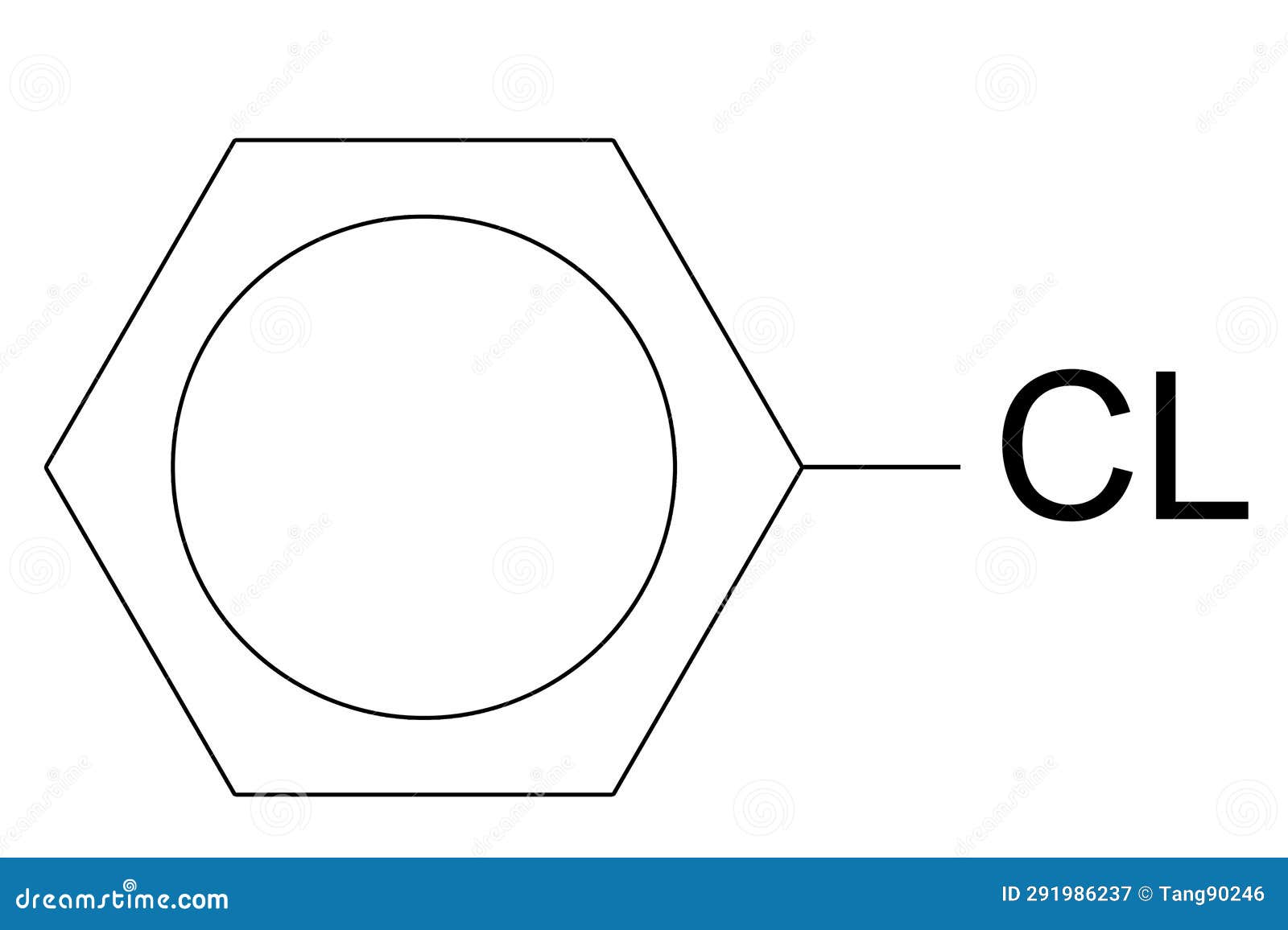 Chemistry Illustration Of Chlorobenzene Structure Royalty-Free Cartoon ...