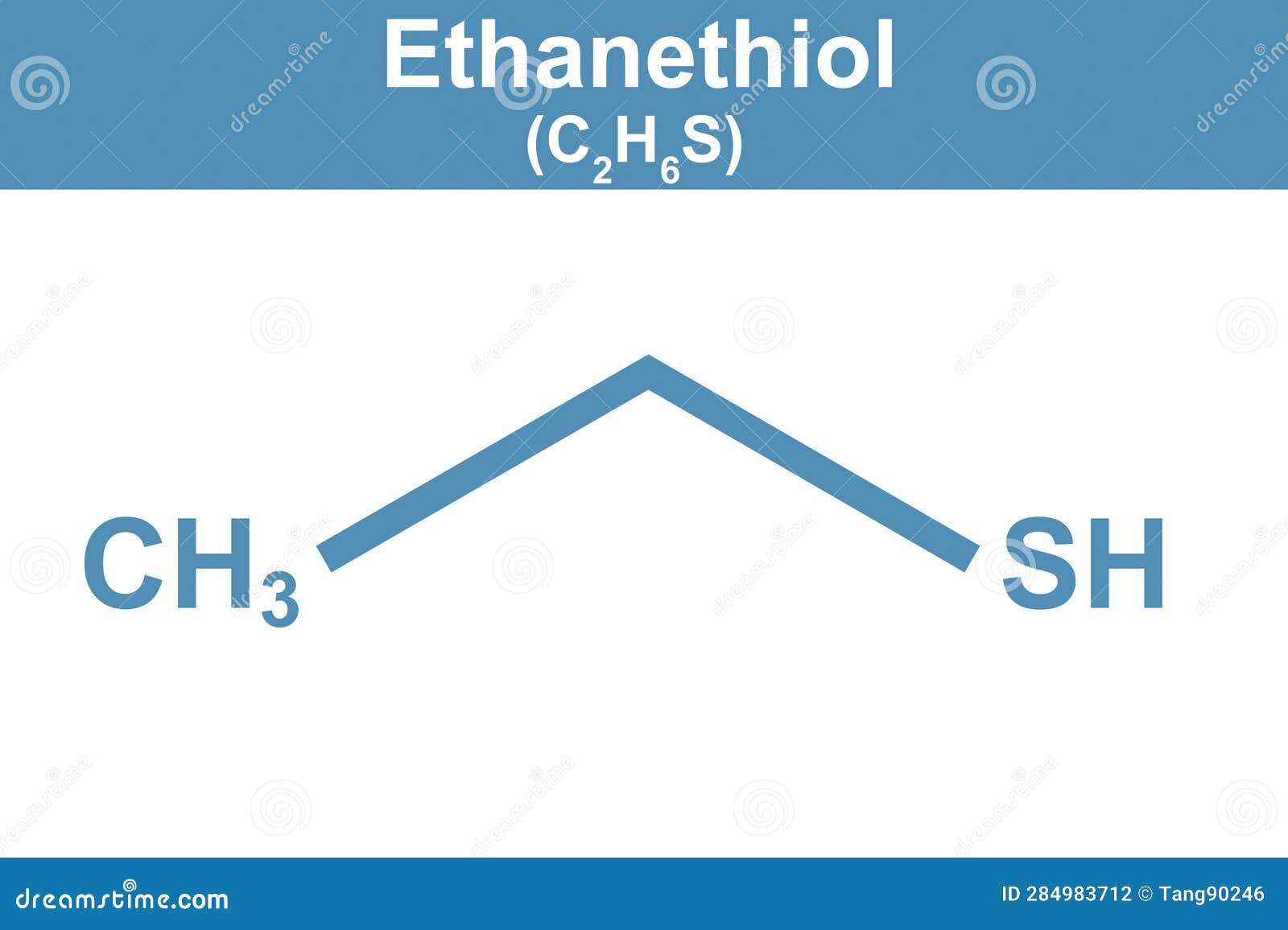 Chemistry Illustration of Ethanethiol in Blue Stock Illustration ...