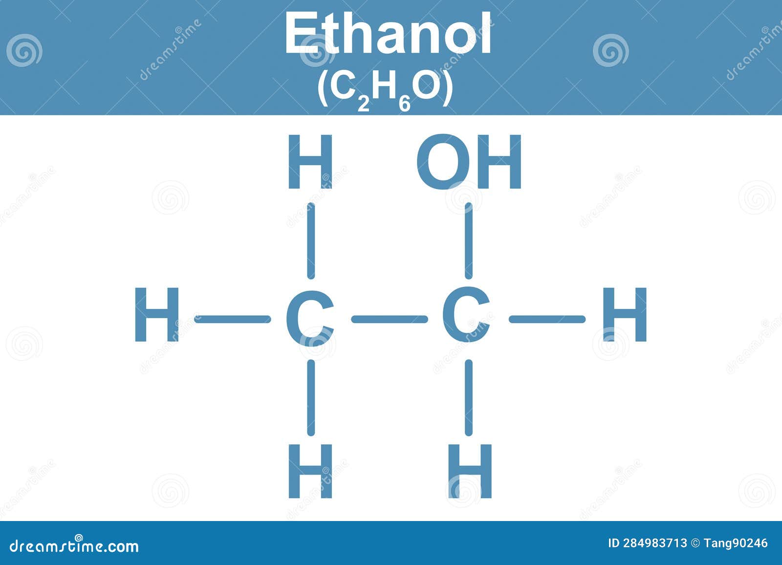 Chemistry Illustration of Ethanol in Blue Stock Illustration ...