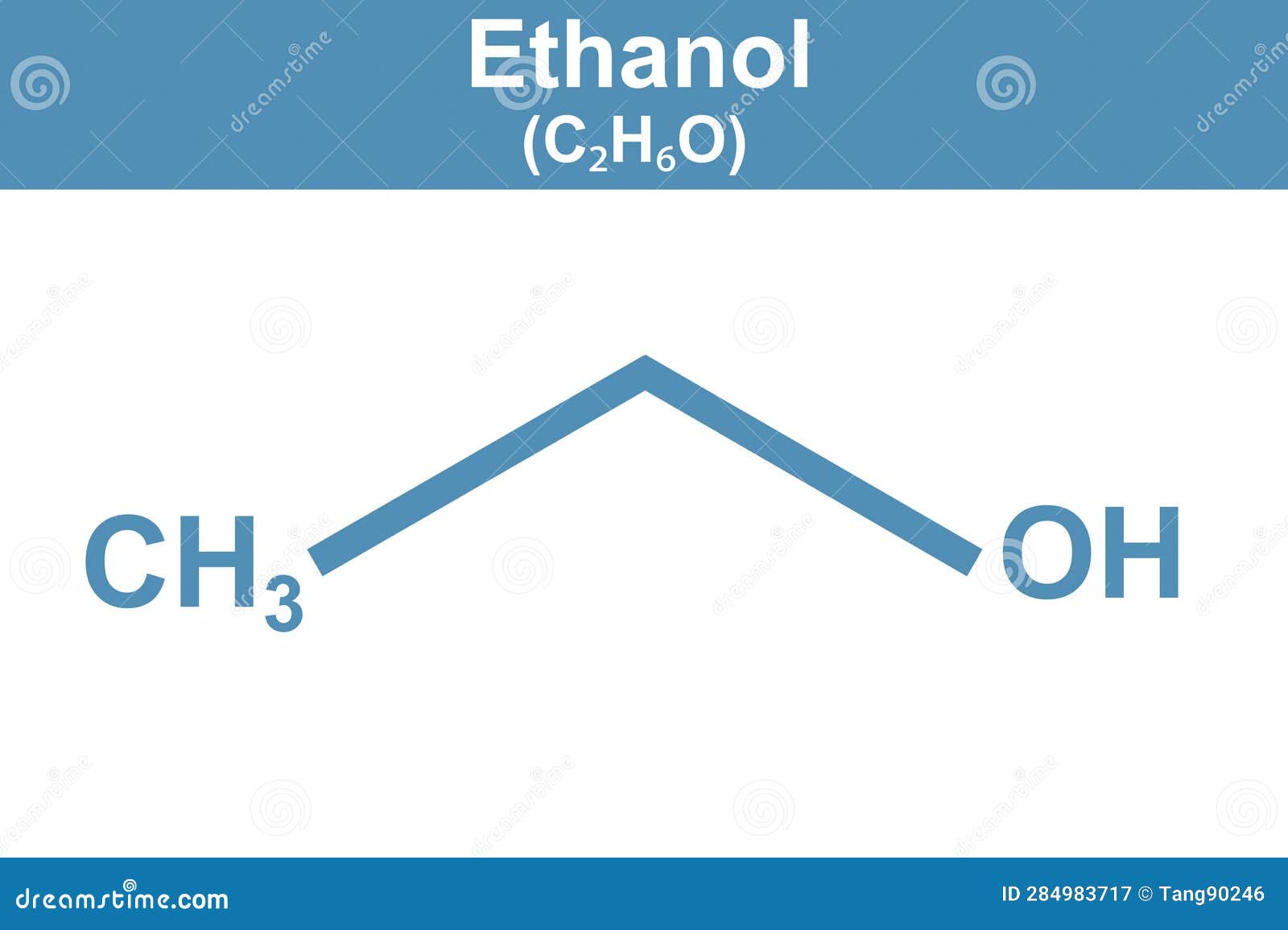 Chemistry Illustration of Ethanol in Blue Stock Illustration ...