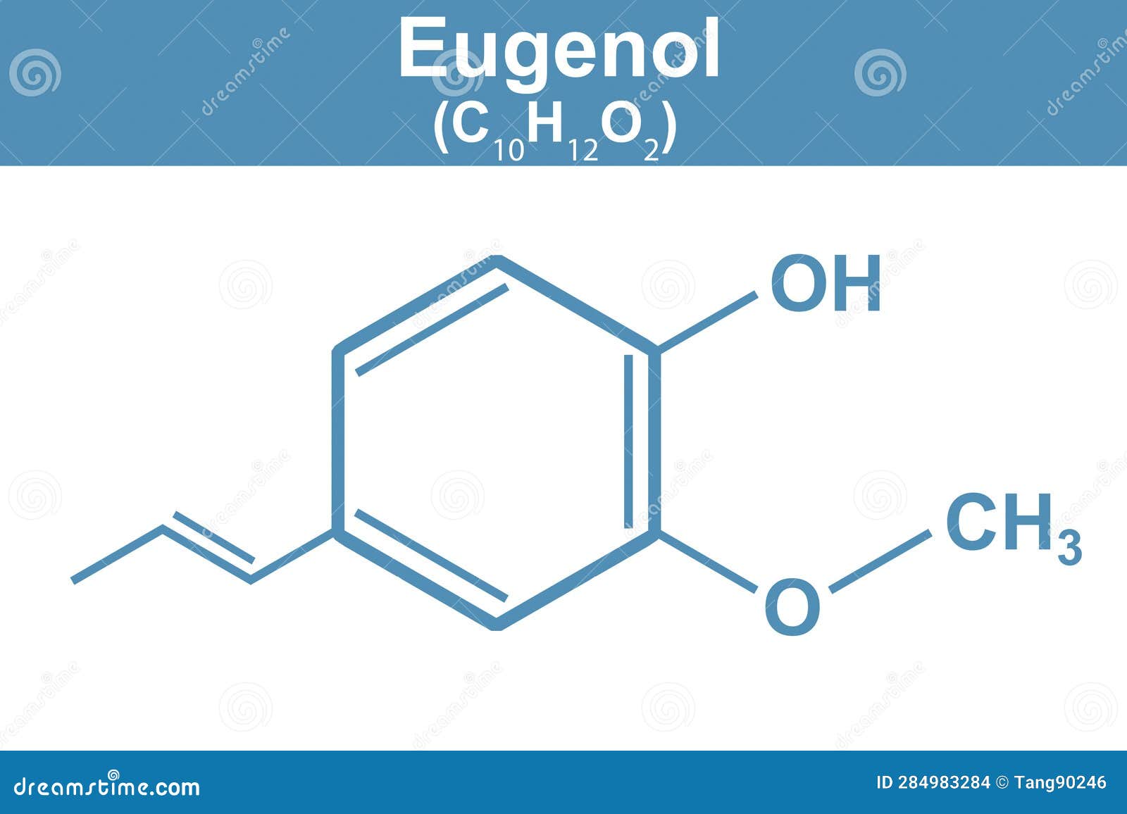 Chemistry Illustration of Eugenol in Blue Stock Illustration ...
