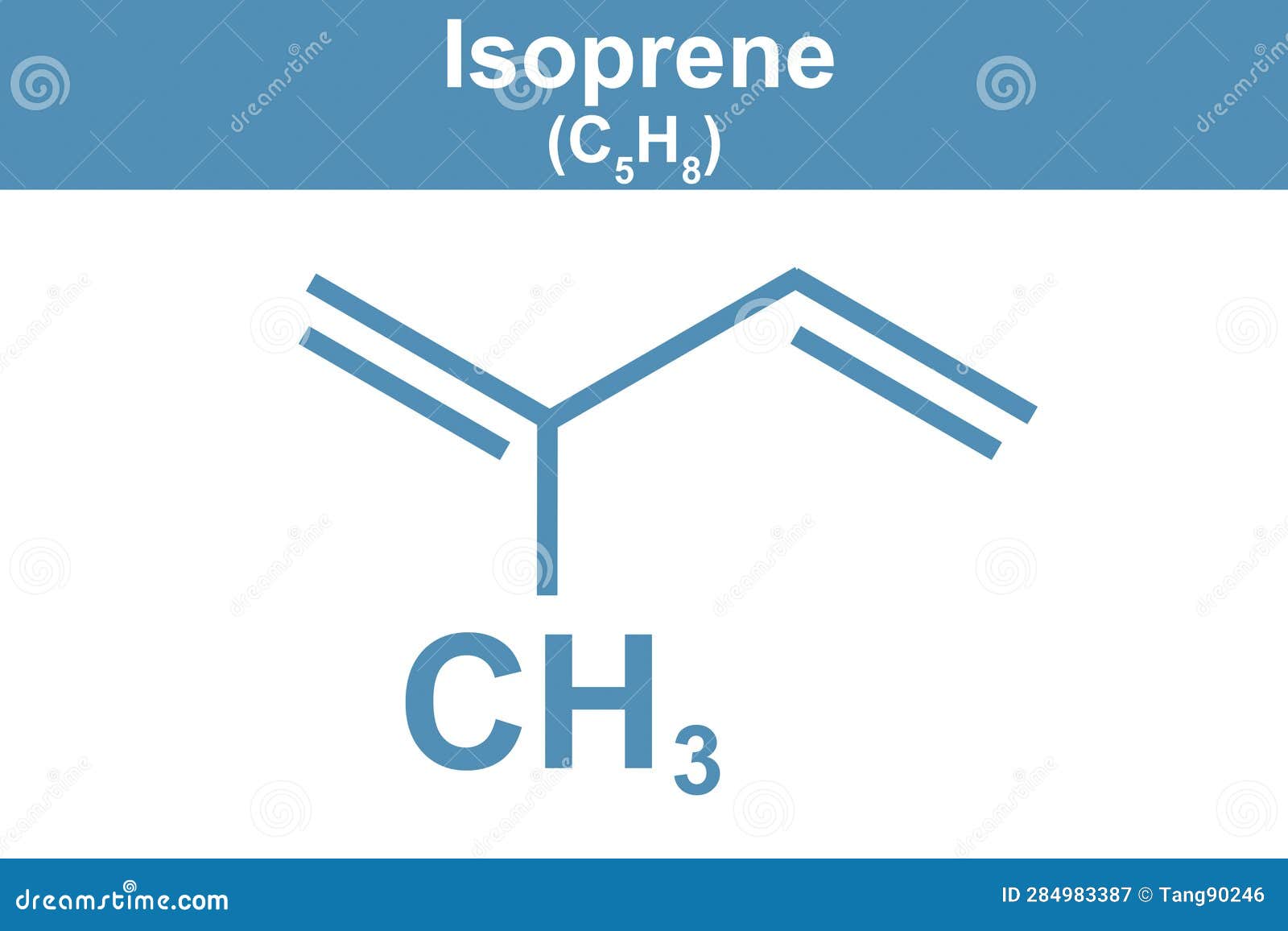 Chemistry Illustration of Isoprene in Blue Stock Illustration ...