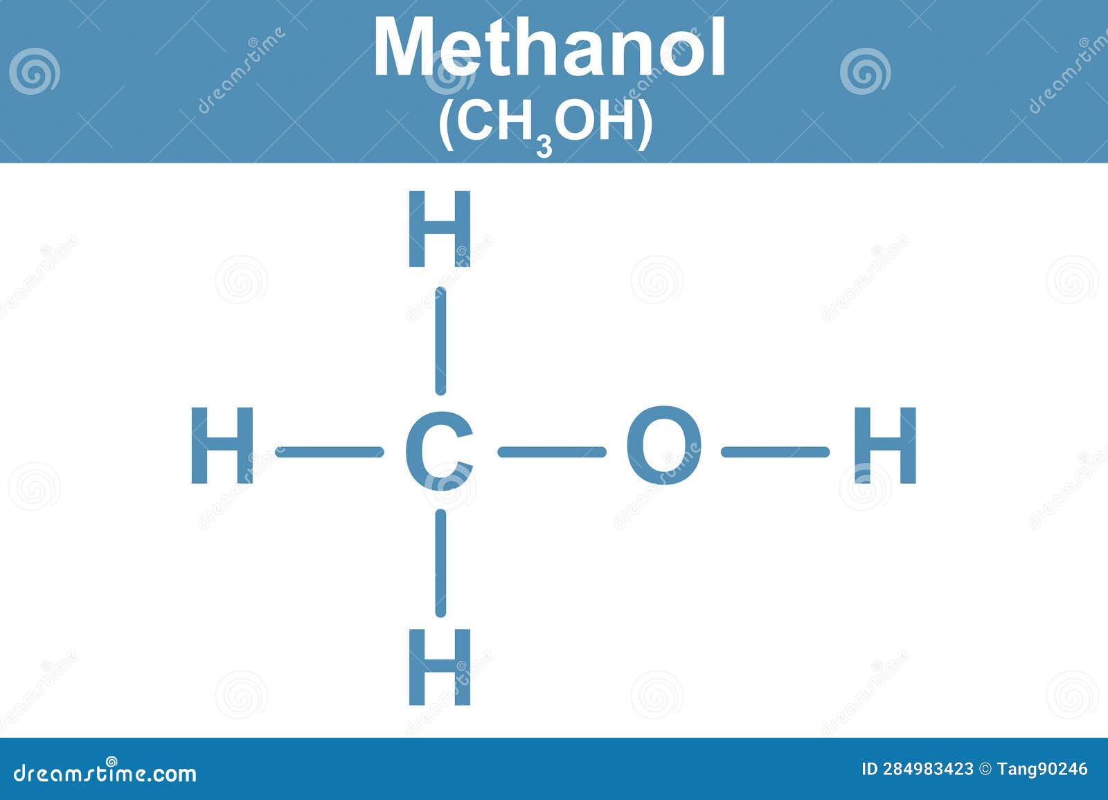 Chemistry Illustration of Methanol in Blue Stock Illustration ...