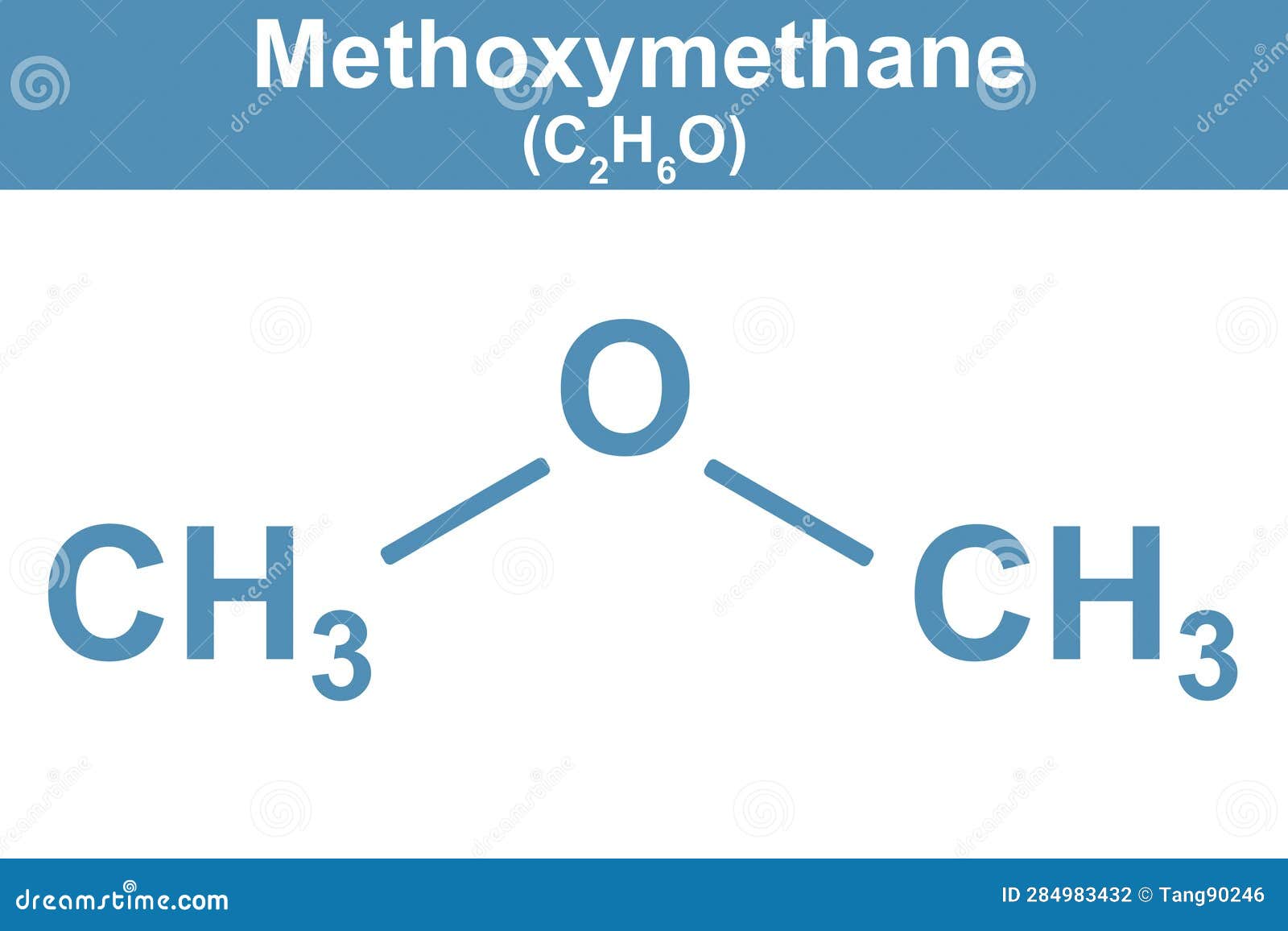 Chemistry Illustration of Methoxymethane in Blue Stock Illustration ...