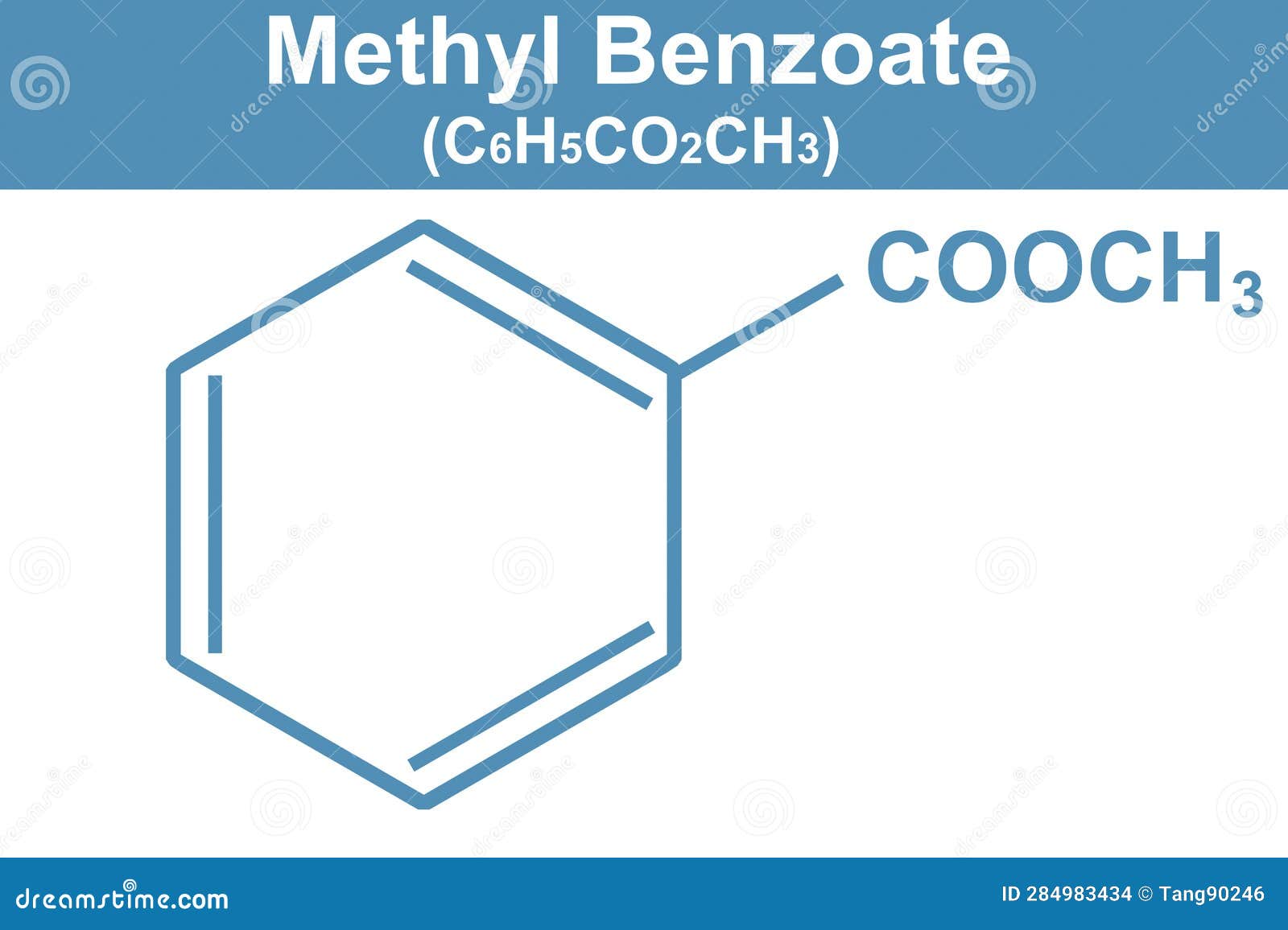 Chemistry Illustration of Methyl Benzoate C6H5CO2CH3 in Blue Stock ...