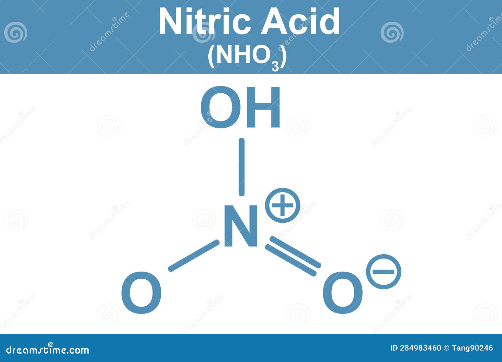 Chemistry Illustration of Nitric Acid in Blue Stock Illustration ...