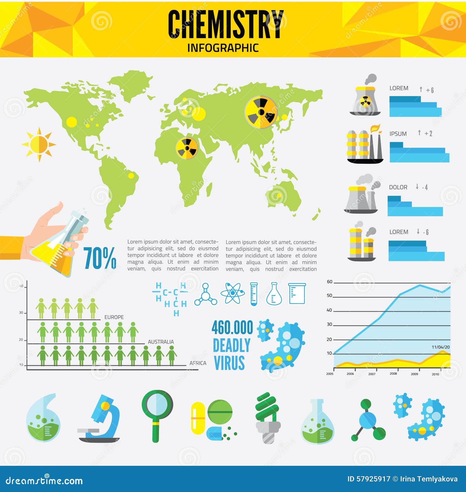 Chemistry Infographic With Blue Molecules Design. Vector Illustration ...