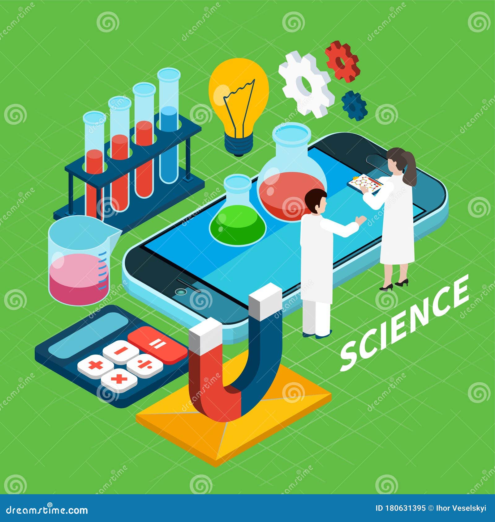 Chemistry Isometric Concept Stock Illustration - Illustration of icons ...