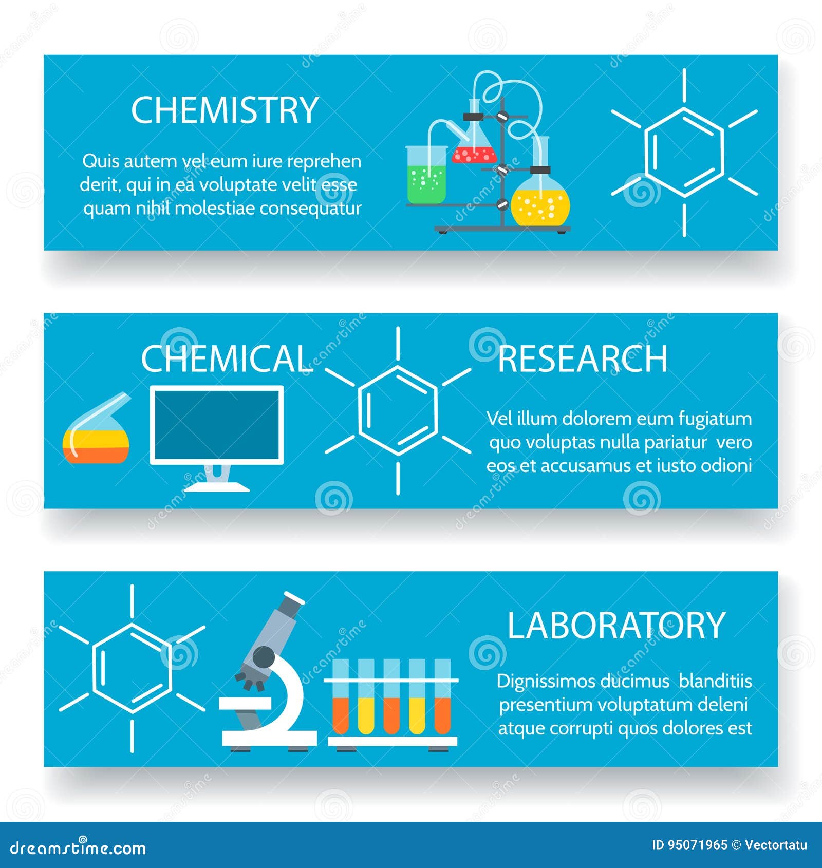 Chemistry lab banners set stock vector. Illustration of bright - 95071965