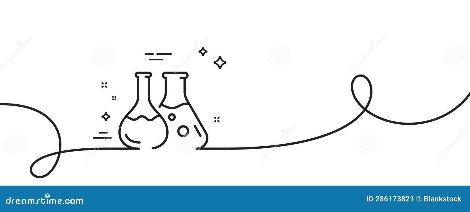 Chemistry Lab Line Icon. Laboratory Flask Sign. Analysis. Continuous Line with Curl. Vector ...