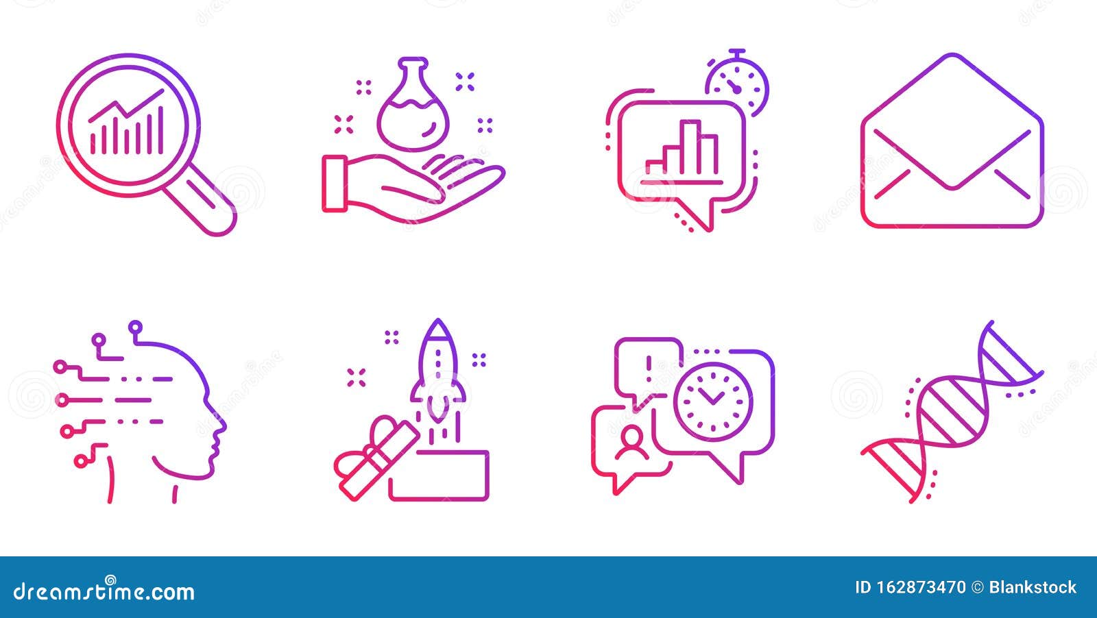 Chemistry Lab, Statistics Timer and Time Management Icons Set. Vector ...