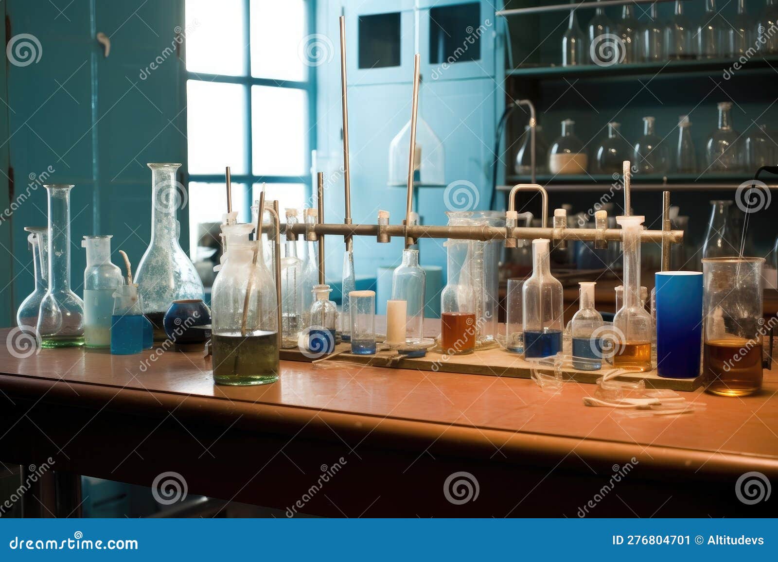 Chemistry Lab, with Test Tubes and Flasks Being Used for a Series of ...